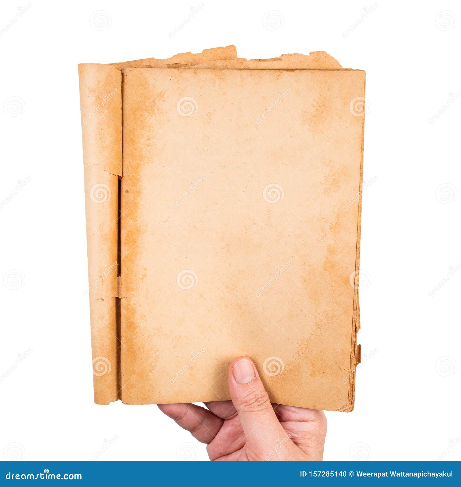 Hand with Empty Page of Old Document Stock Photo - Image of faded ...