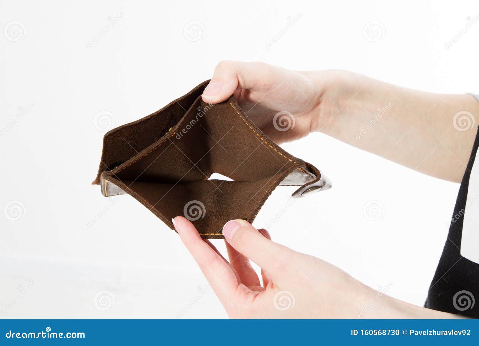 Hand with an Empty Wallet Isolated on White Background, Bankruptcy ...