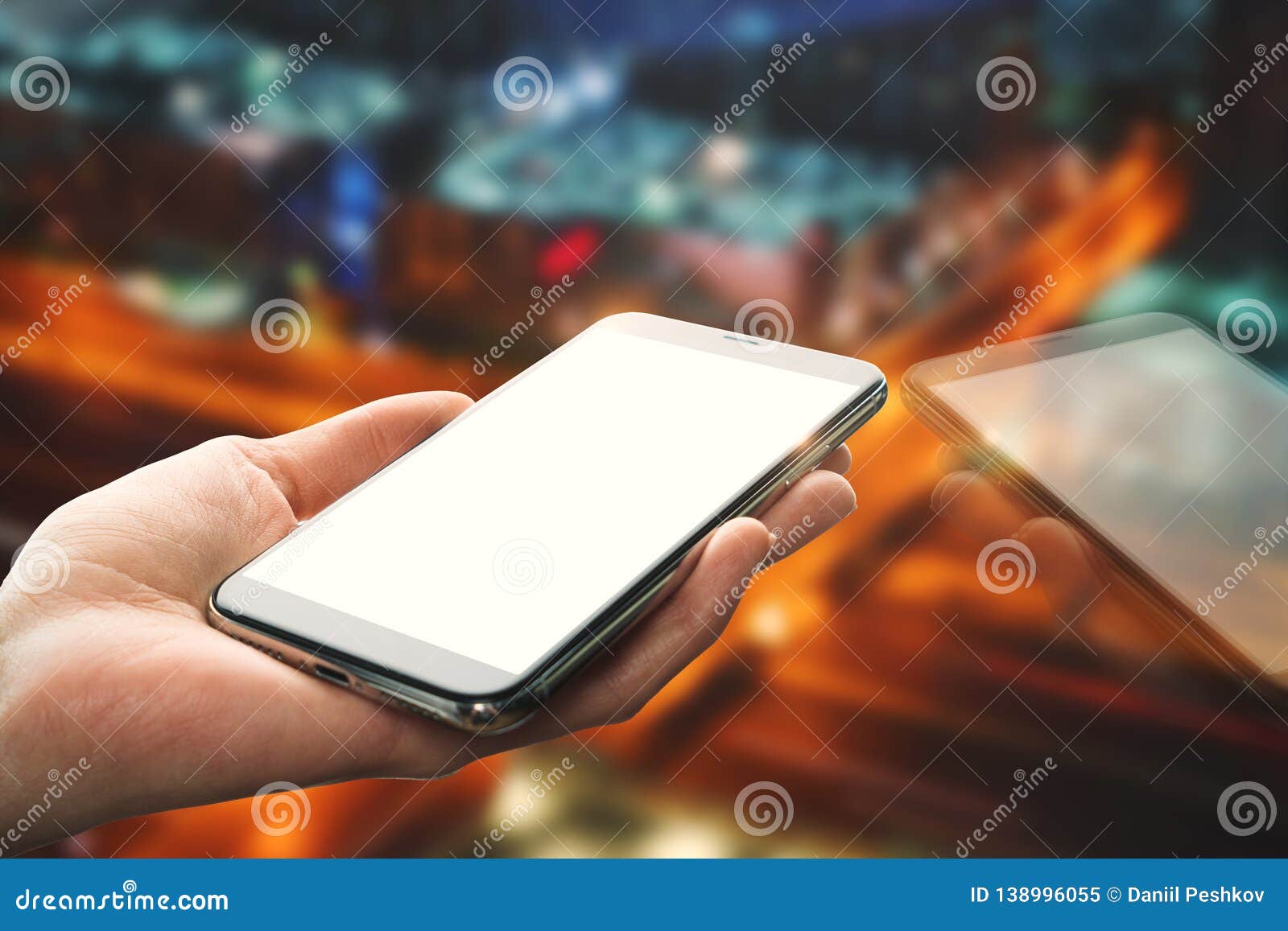 Hand with Empty White Mobile Stock Image - Image of display, cellphone ...