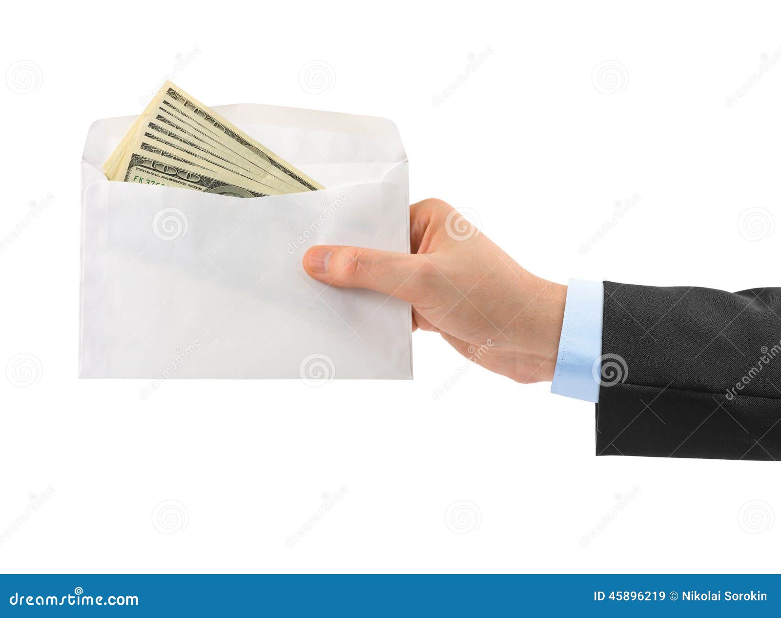 Hand en geld in envelop stock afbeelding. Image of bederf - 45896219