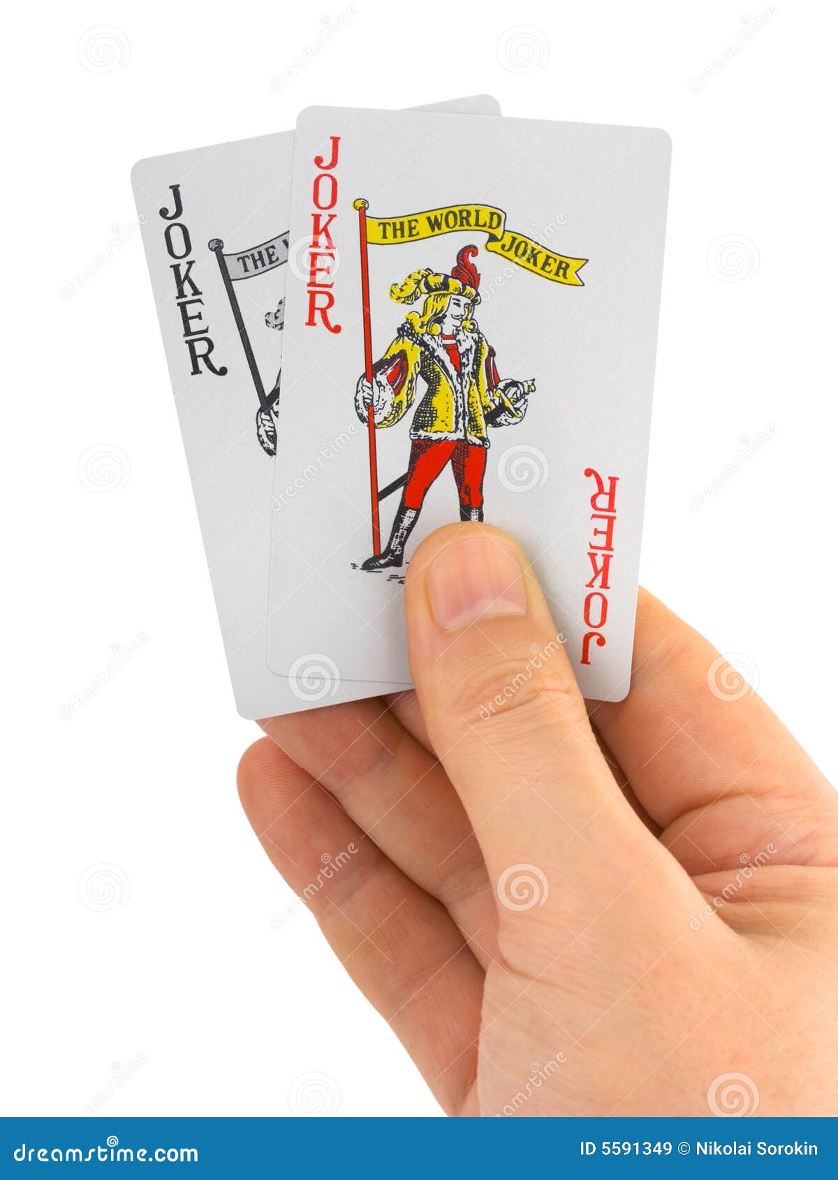 Hand en twee jokers stock afbeelding. Image of casino - 5591349