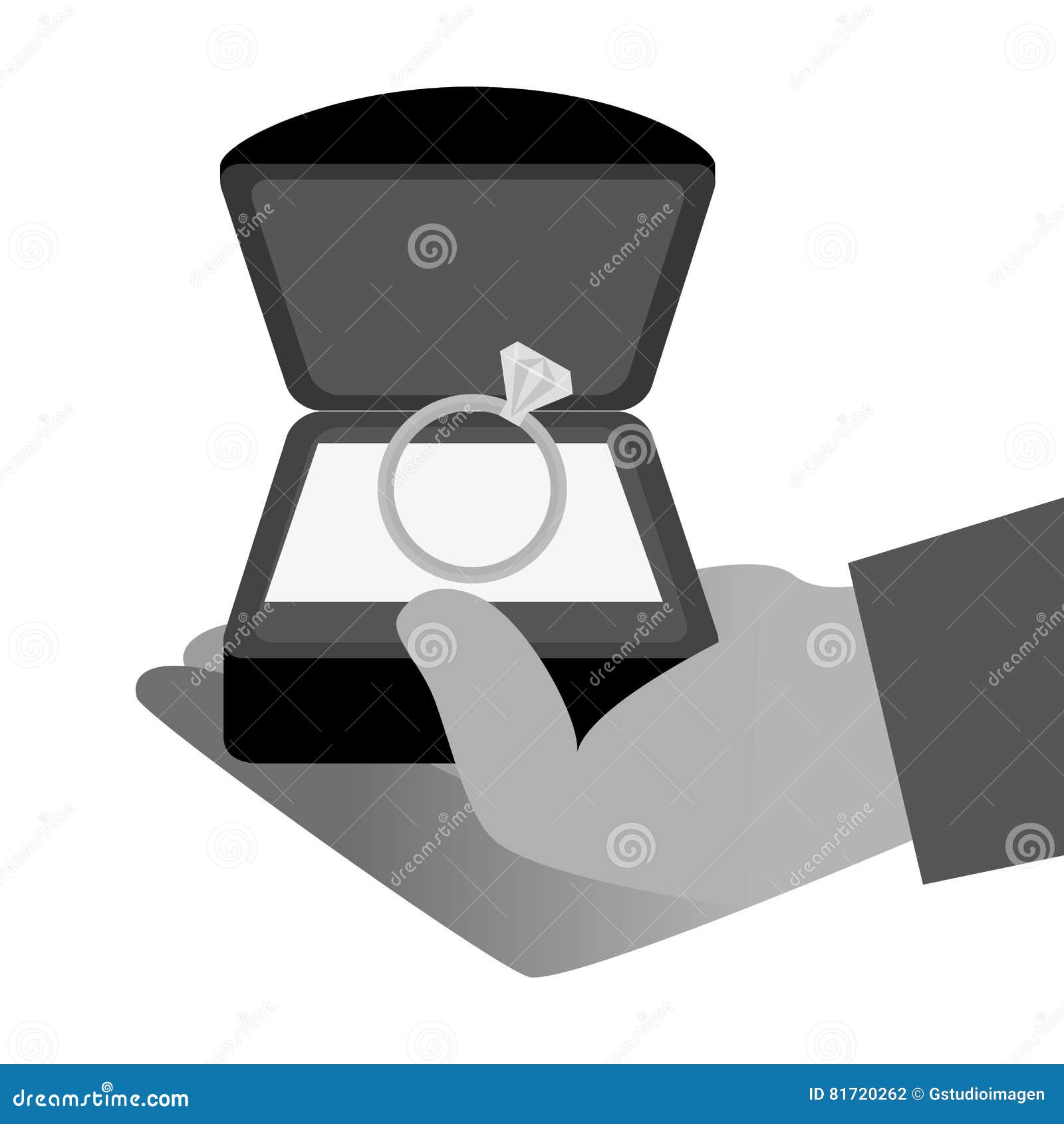 Hand with engagement ring stock vector. Illustration of present - 81720262
