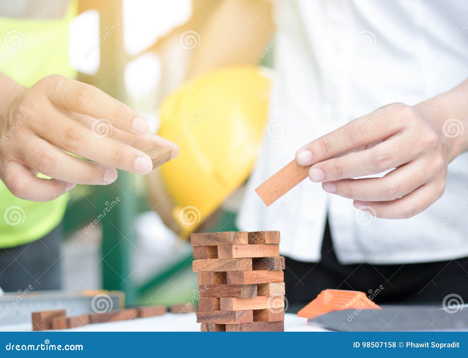 Hand of Engineer Making Wood Blocks Stock Photo - Image of game, brick ...