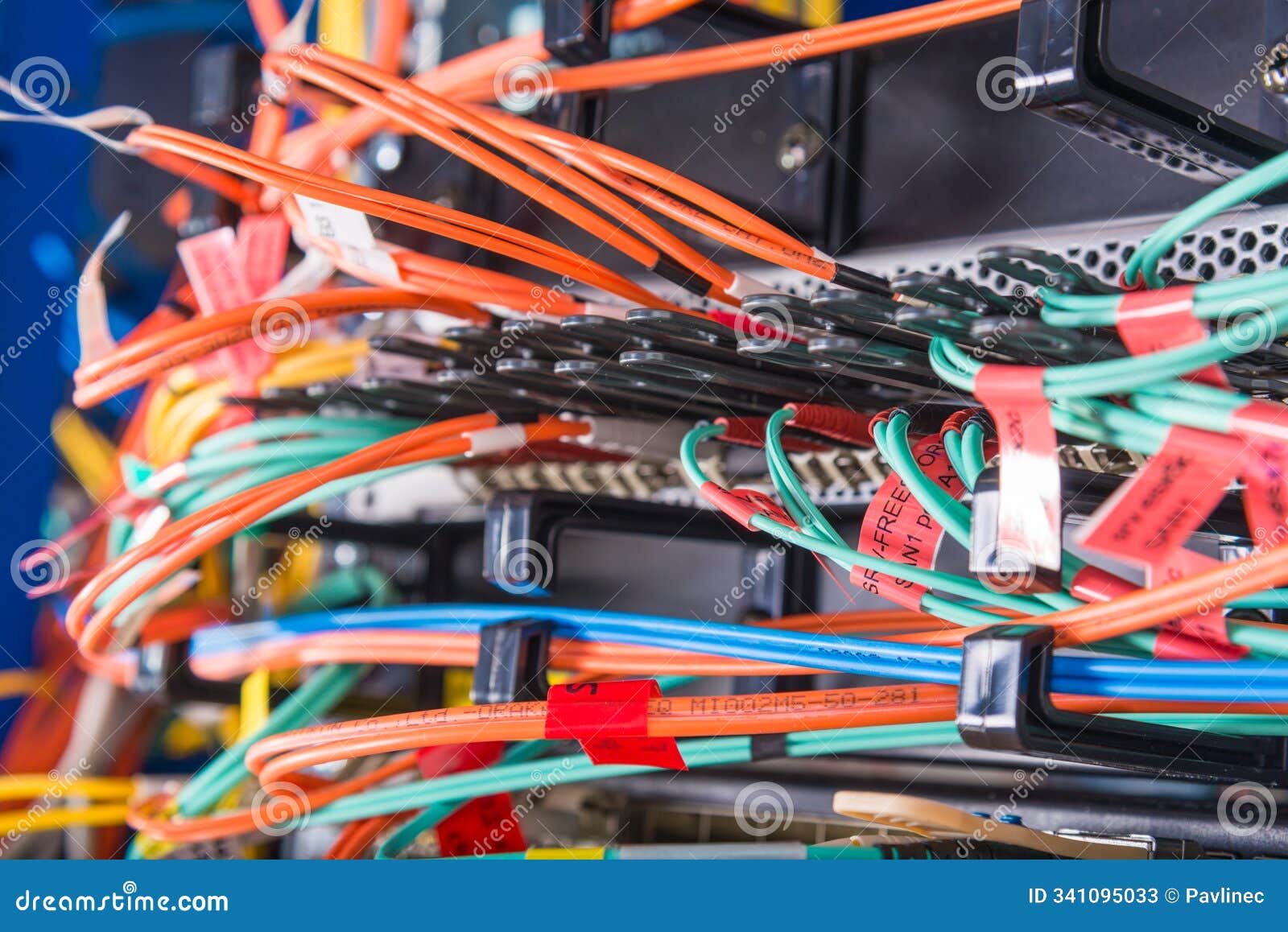 Hand of Engineer Plugging in Ethernet Cable into Server Switch P Stock ...