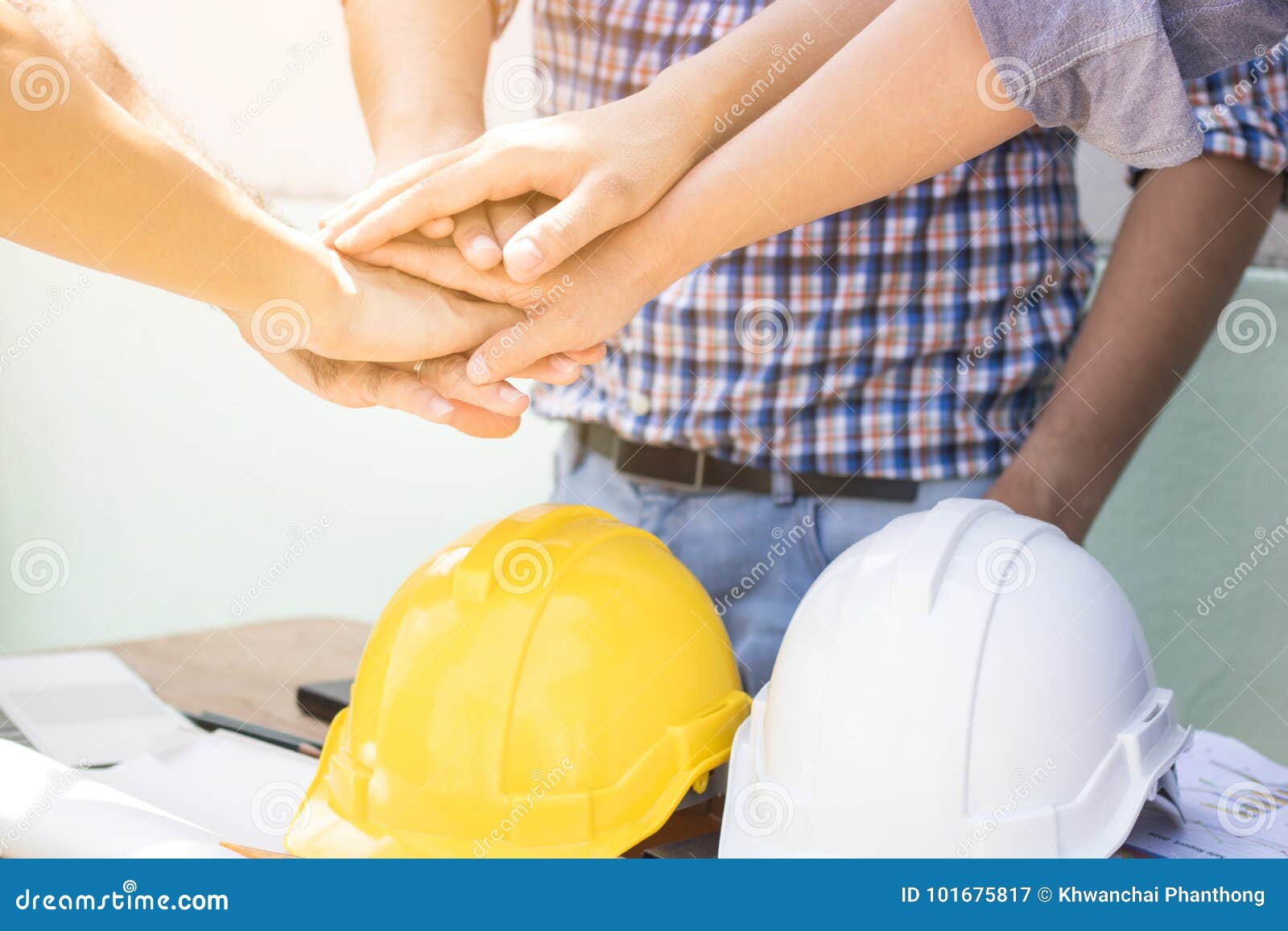 Hand of Engineers Take Coordination and Make an Agreement in in Stock ...