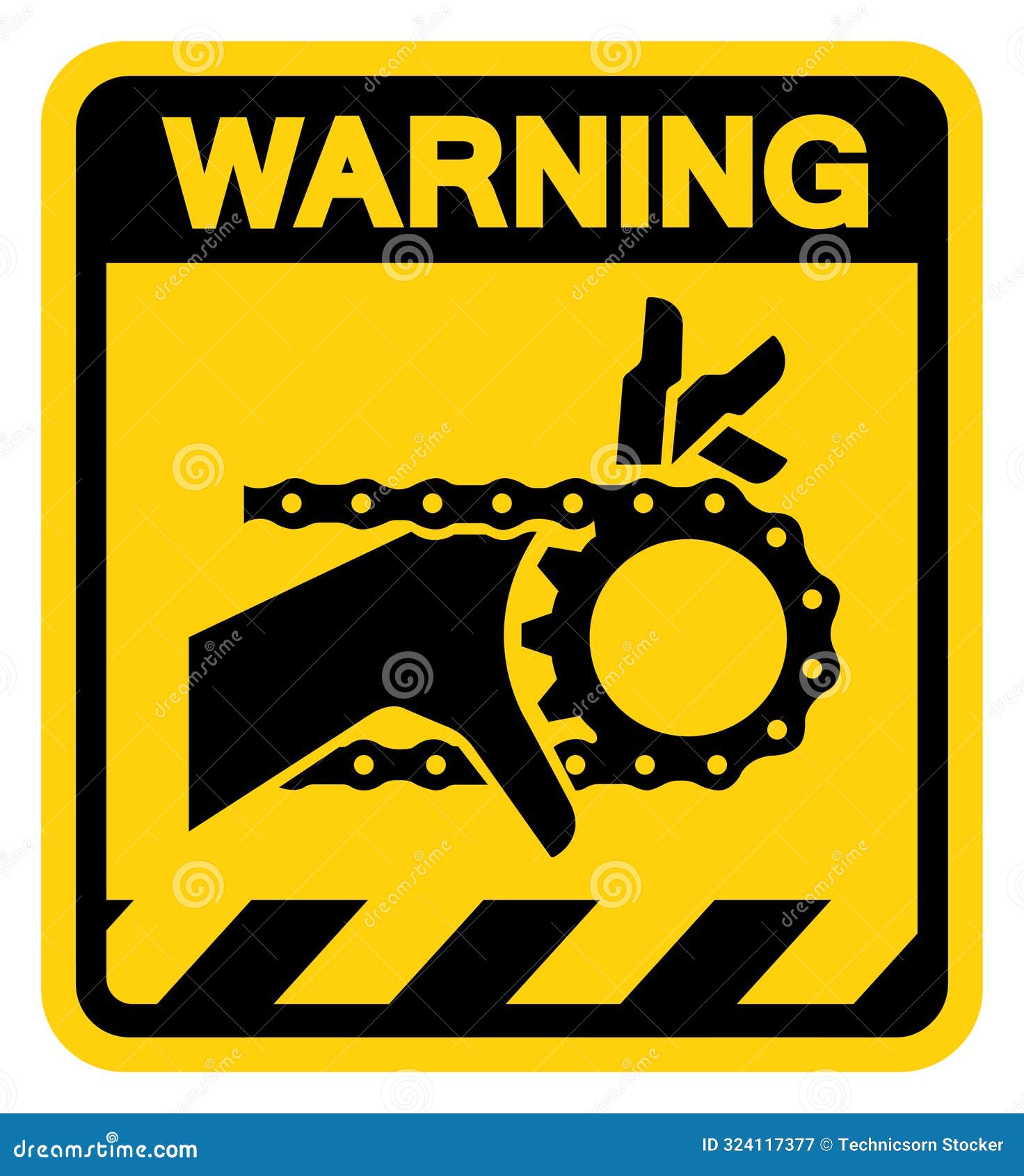 Hand Entanglement Chain Drive Warning Sign, Vector Illustration ...