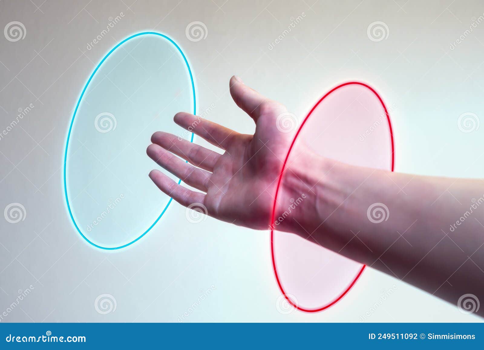 Hand Entering in a Neon Light As a Gate for Metaverse Stock Photo ...