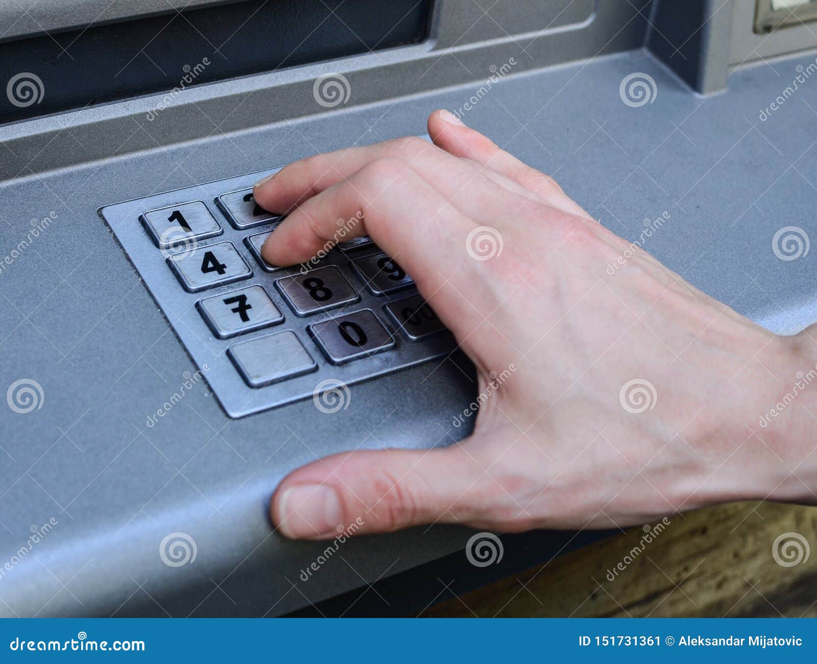Hand Entering Numbers on ATM Machine Stock Image - Image of keypad ...