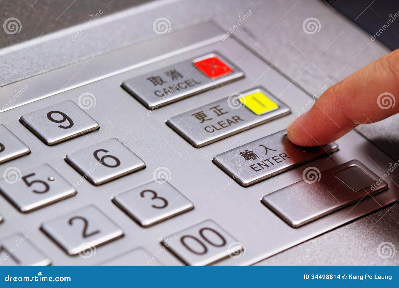 Hand Entering Personal Identification Number on ATM Dial Panel Stock ...