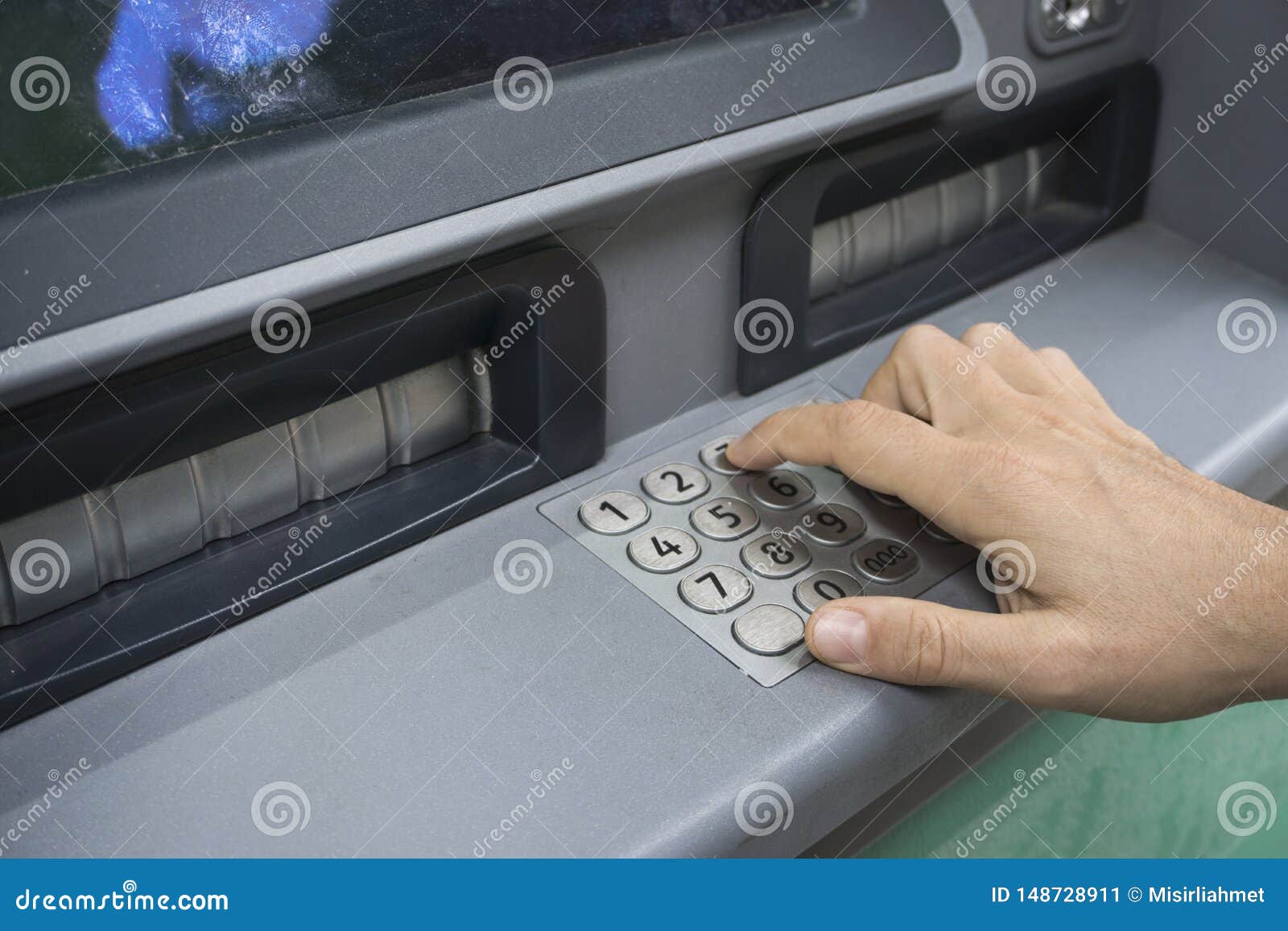 Hand Entering a Secure PIN Code at a ATM Stock Image - Image of ...