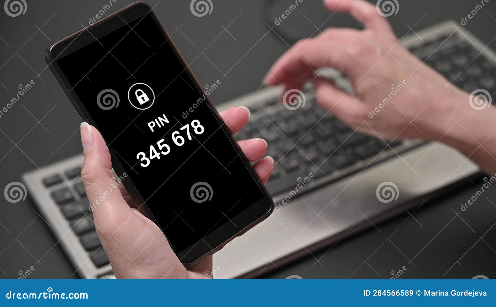 Woman S Hand Enters One Time Password for Verification Process, Mobile ...