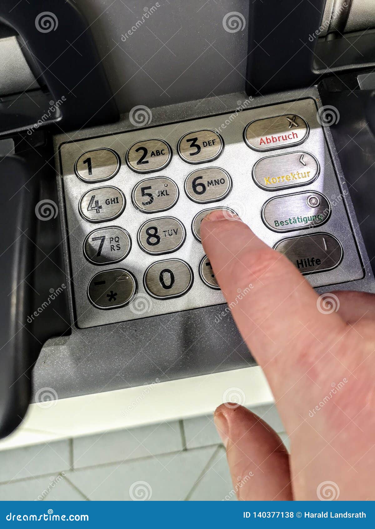 Hand Enters a PIN Number into a Bancomat Stock Photo - Image of finger ...