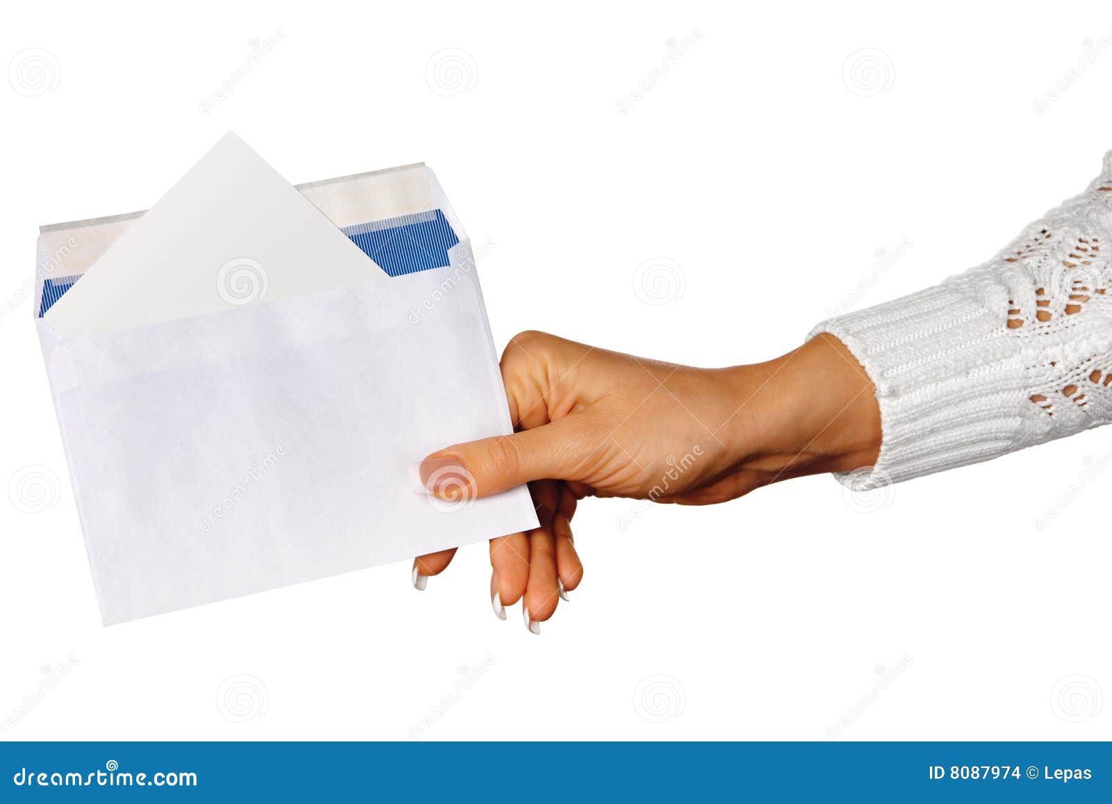 Hand with envelope stock photo. Image of white, postal - 8087974