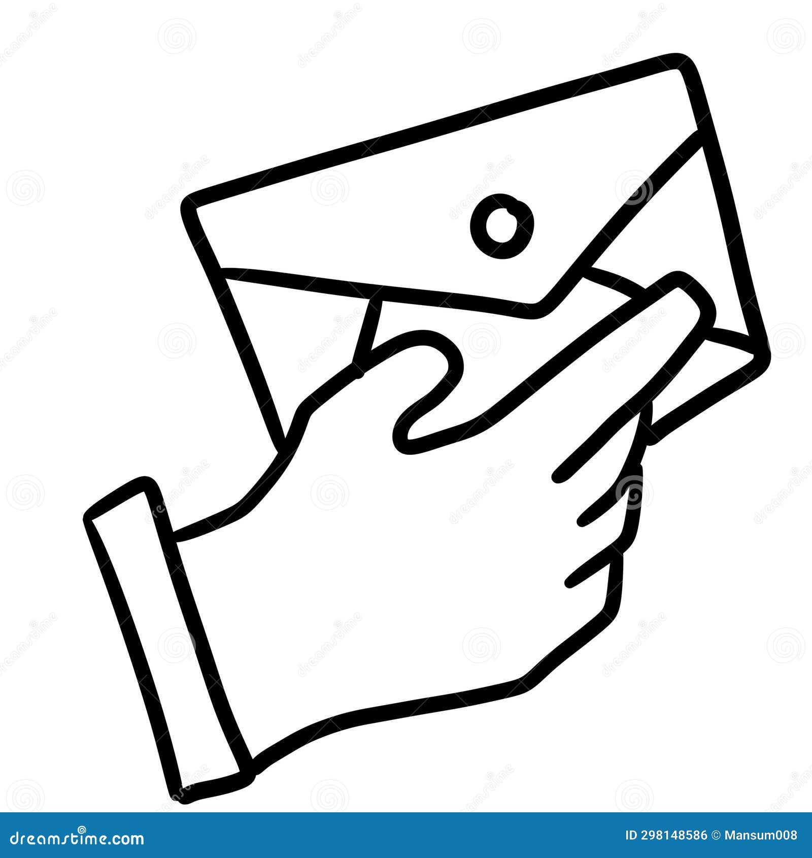 Hand with Envelope Isolated on White Stock Illustration - Illustration ...