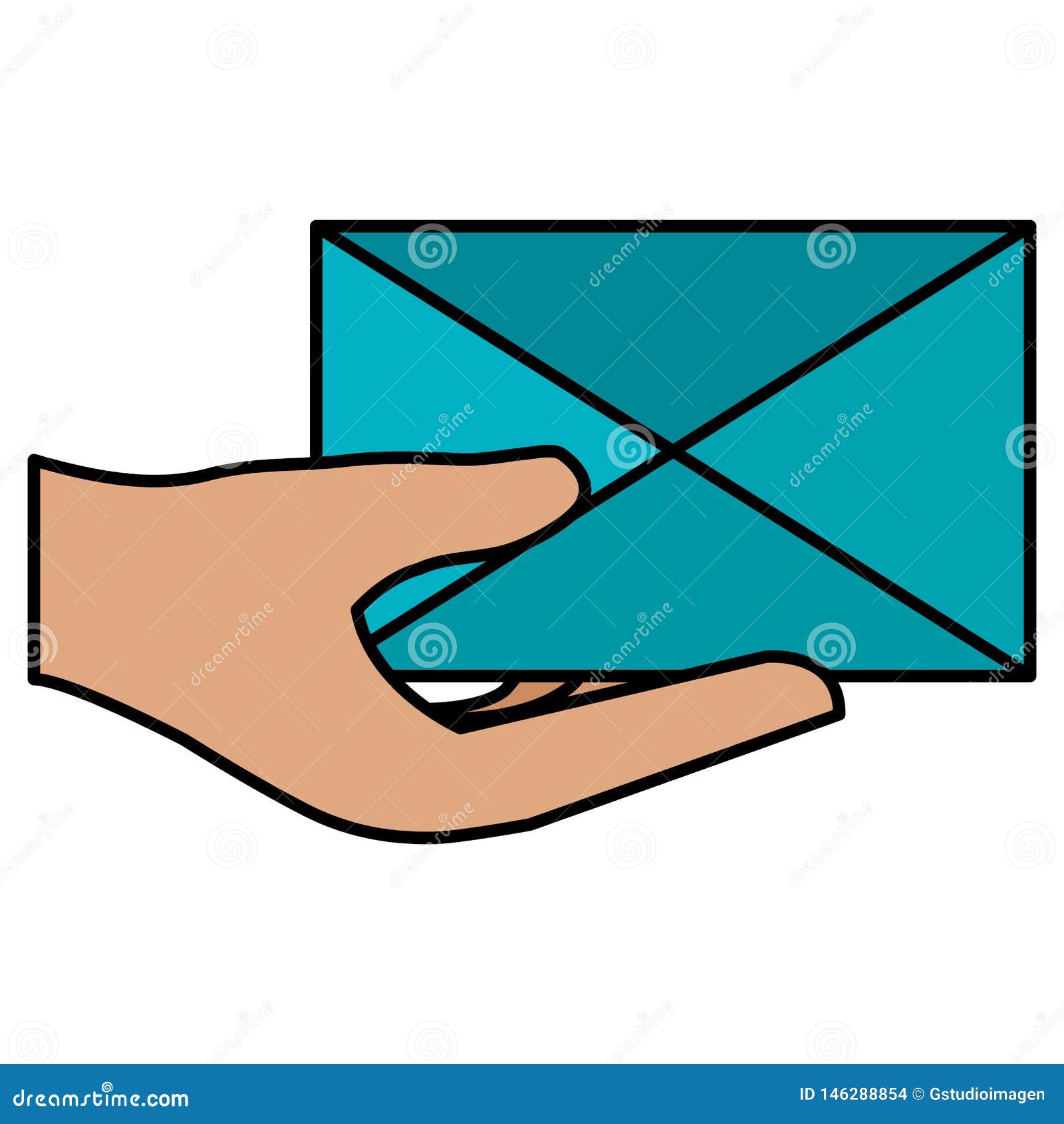 Hand with envelope mail stock illustration. Illustration of address ...