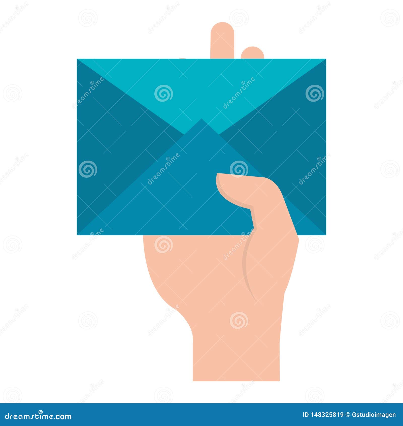 Hand with envelope mail stock illustration. Illustration of ...