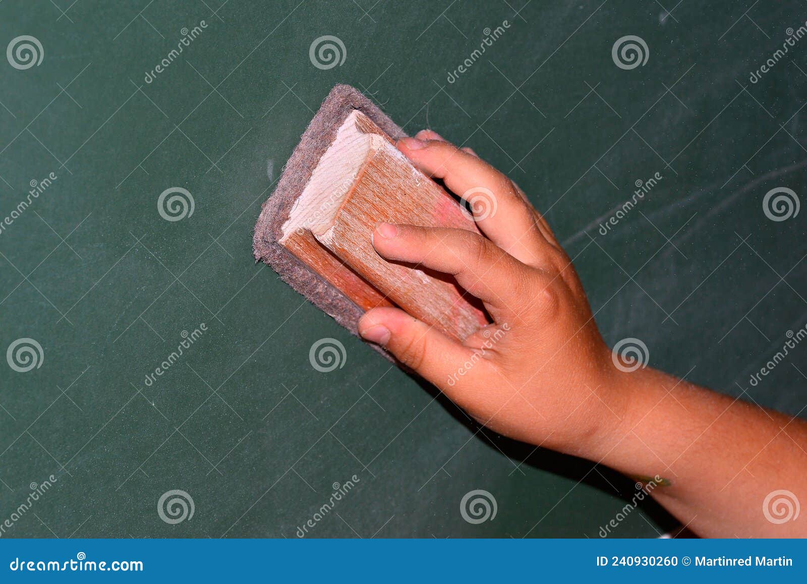 Hand Erasing Blackboard at School Stock Photo - Image of brush, blank ...