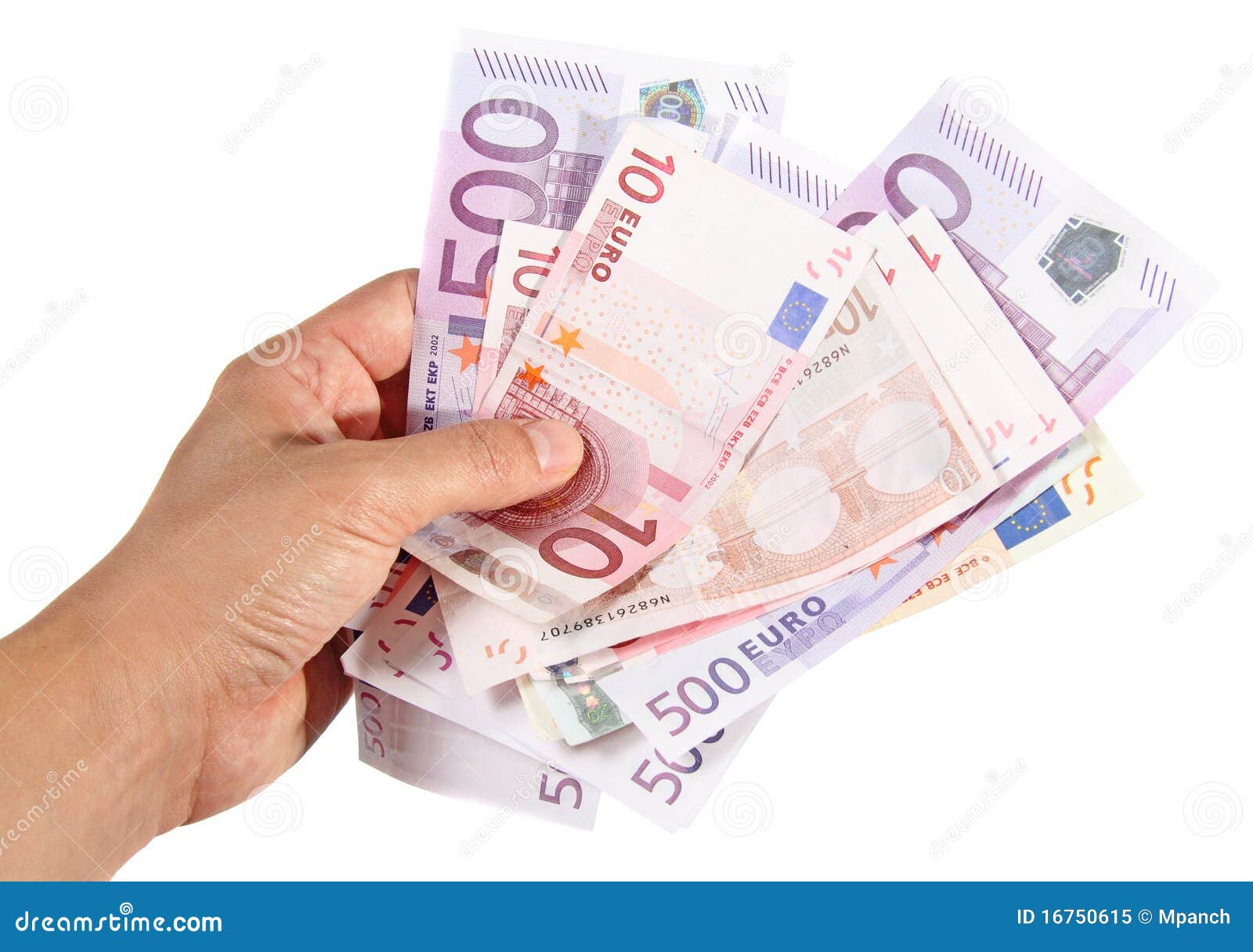 Hand with euro banknotes stock image. Image of commerce - 16750615