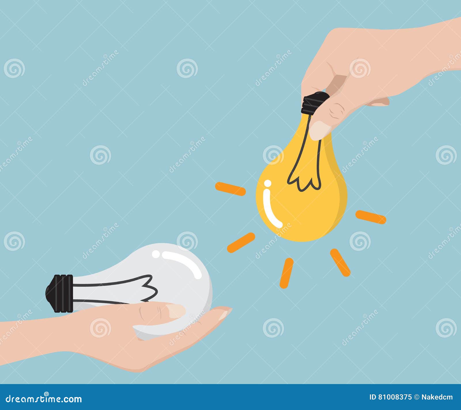 Hand Exchange Bulb Idea Vector Stock Vector - Illustration of cartoon ...