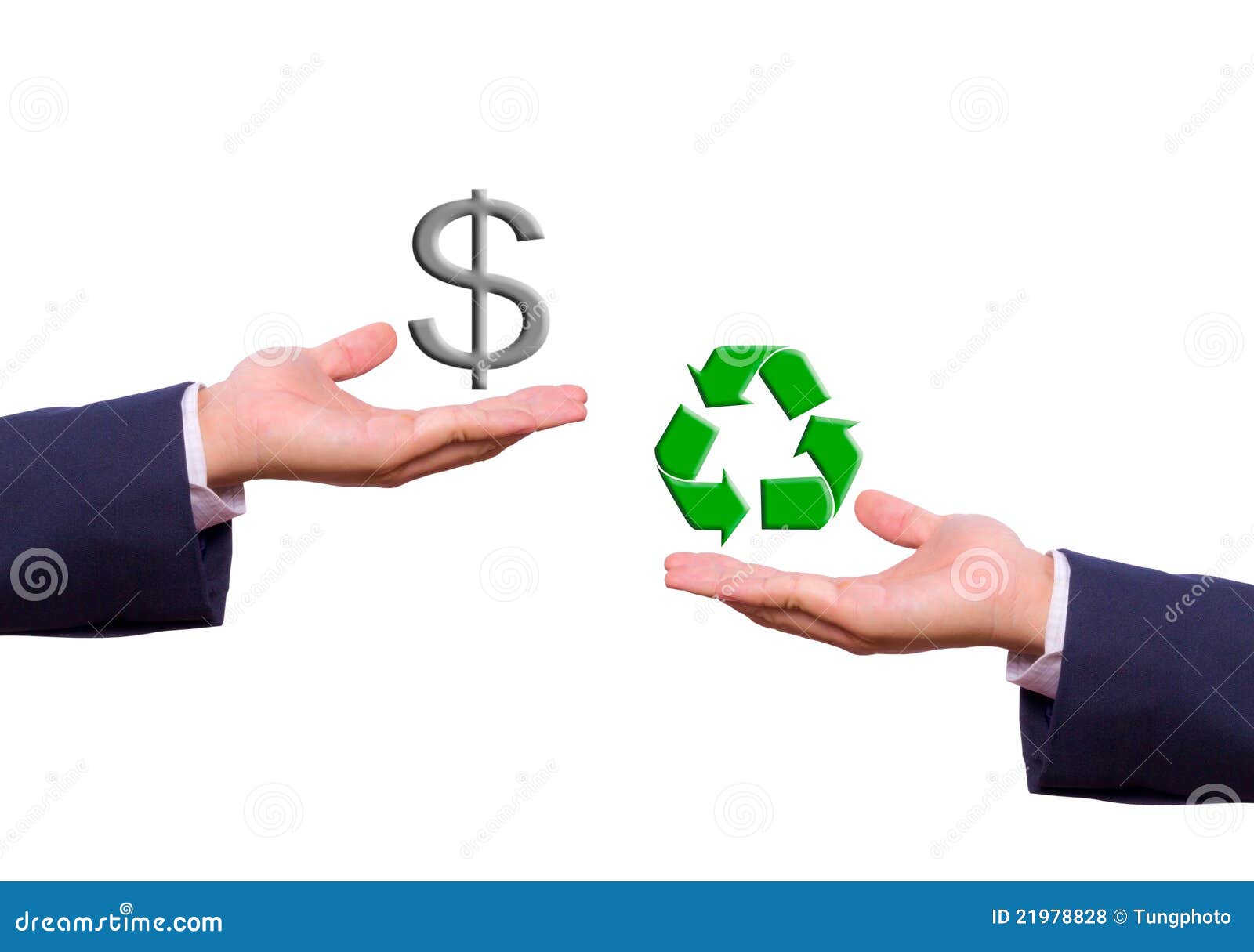 Hand Exchange Dollar Sign and Recycle Icon Stock Photo - Image of ...