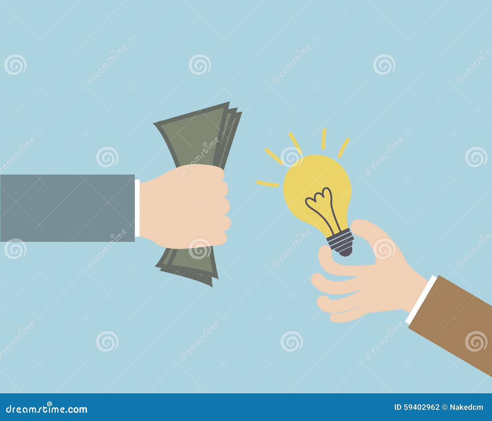 Hand Exchange Money for Bulb Idea Stock Illustration - Illustration of ...