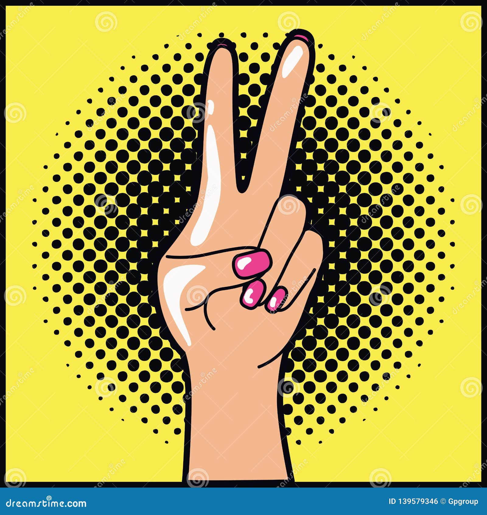 Hand Expressing Peace and Love Pop Art Style Stock Vector ...