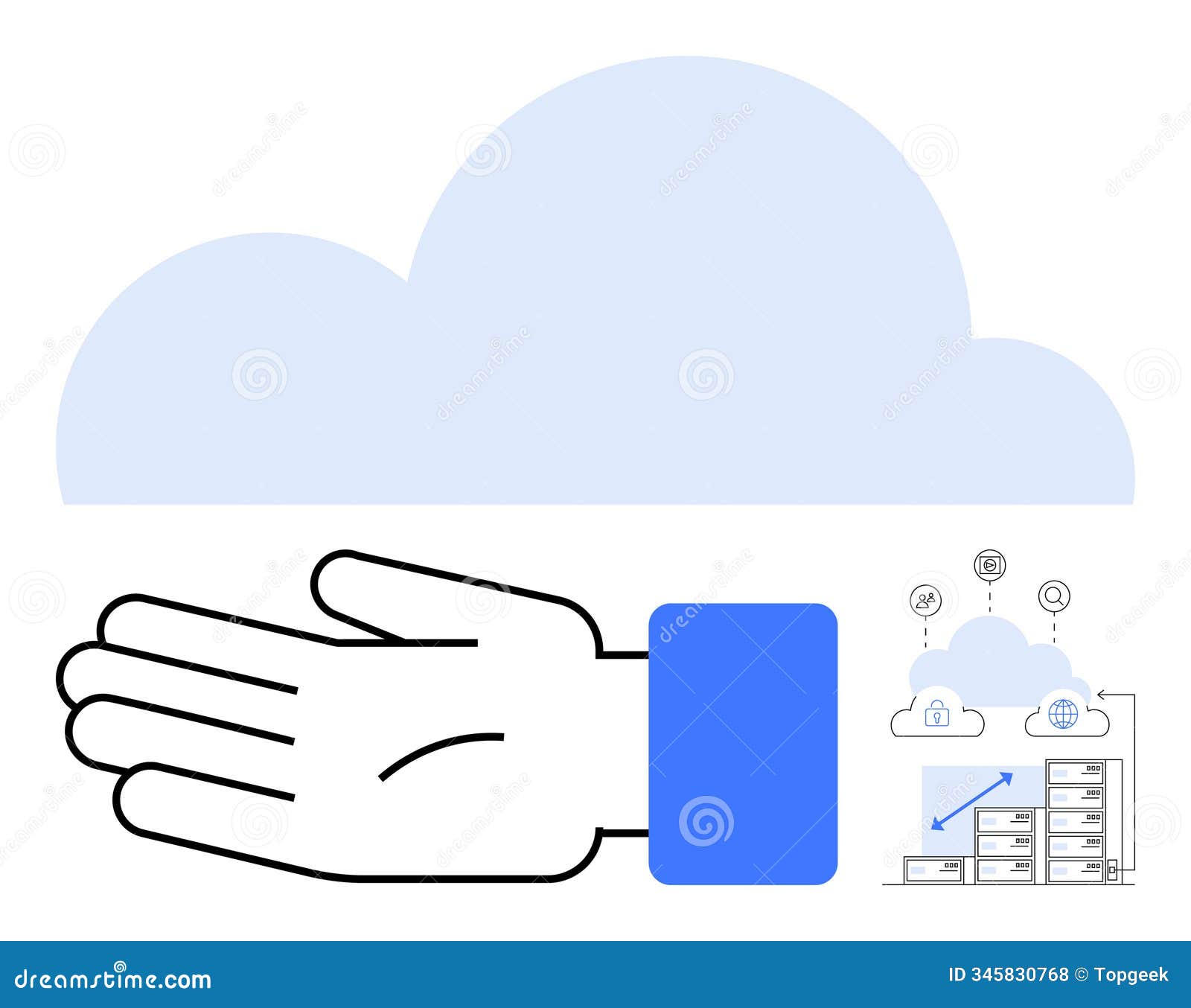Hand Gesture with Cloud Computing Concept, Servers and Data Analysis ...