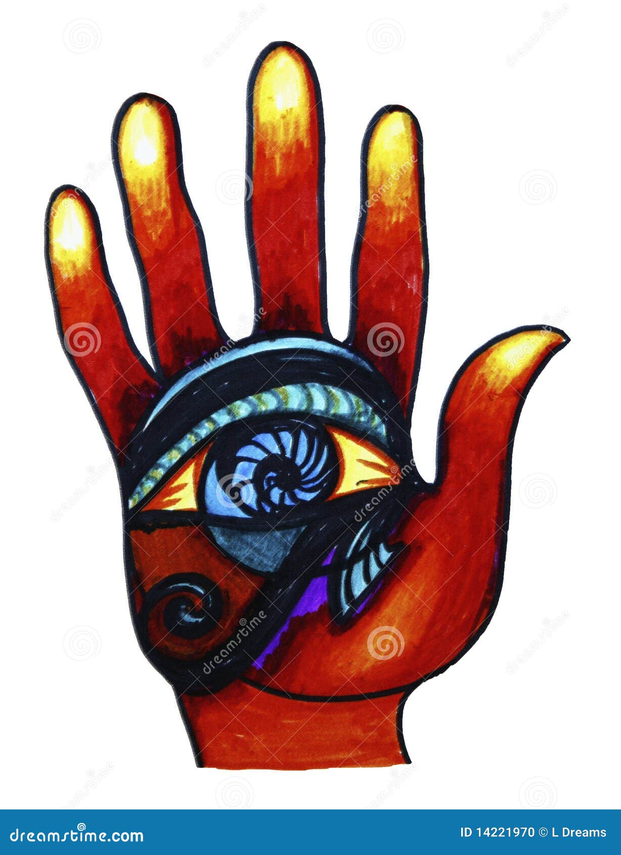 Hand with Eye stock illustration. Illustration of painting - 14221970