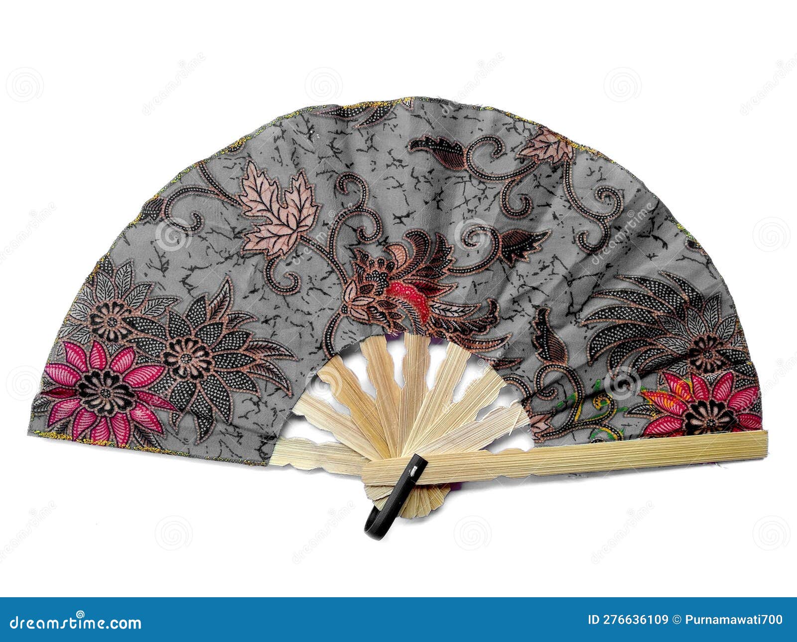 Hand Fan Batik Made of Bamboo and Batik Fabric Stock Image - Image of ...