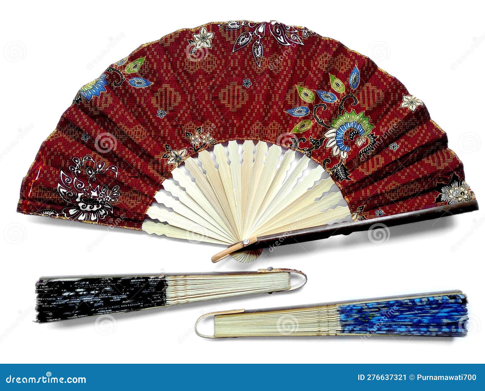 Hand Fan Batik Made of Bamboo and Batik Fabric Stock Image - Image of ...