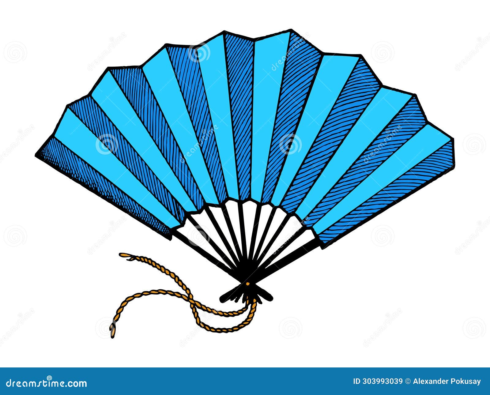 Hand Fan Engraving Style Vector Stock Illustration - Illustration of ...