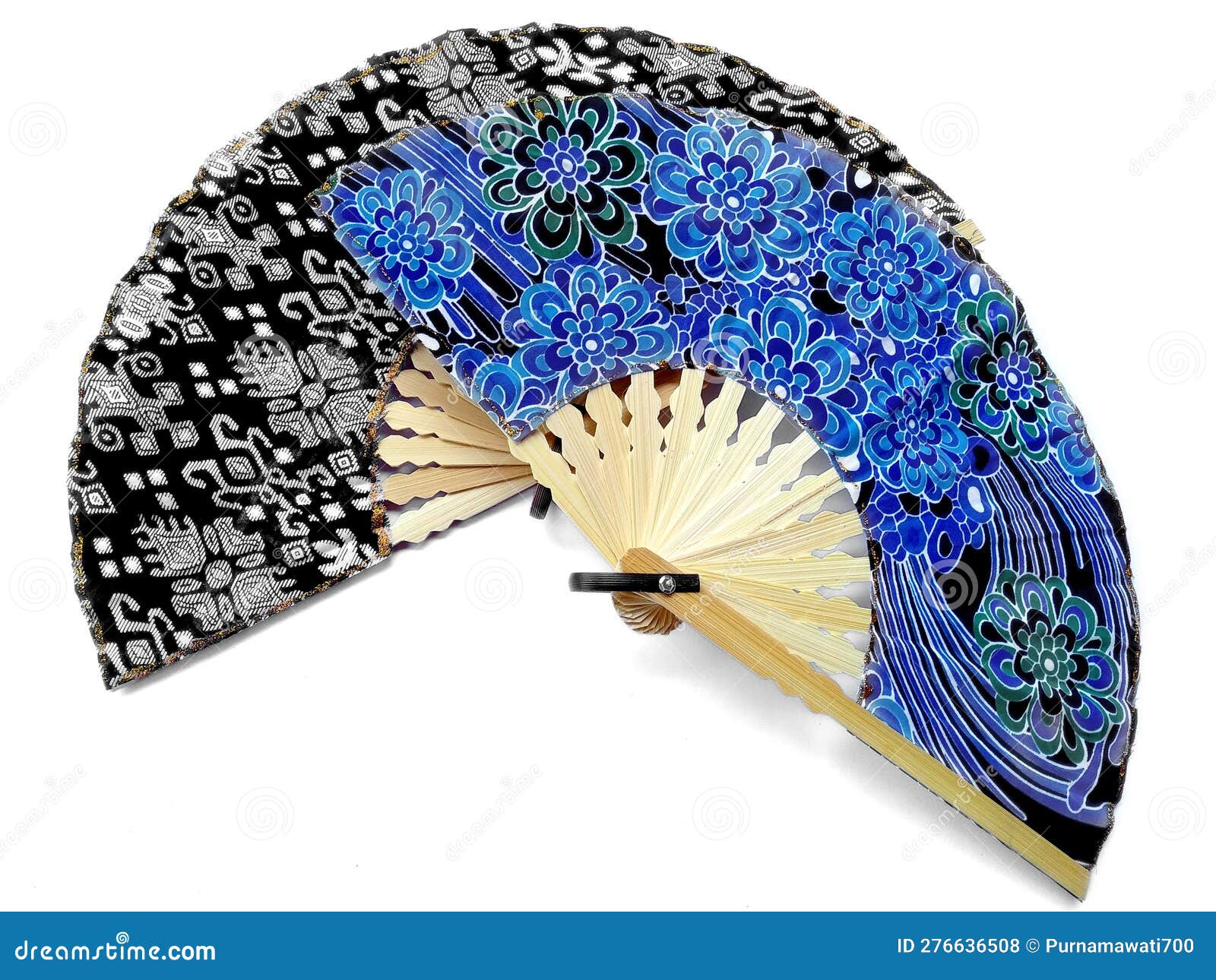 Hand Fan Patterned Batik Isolated on White Background Stock Photo ...