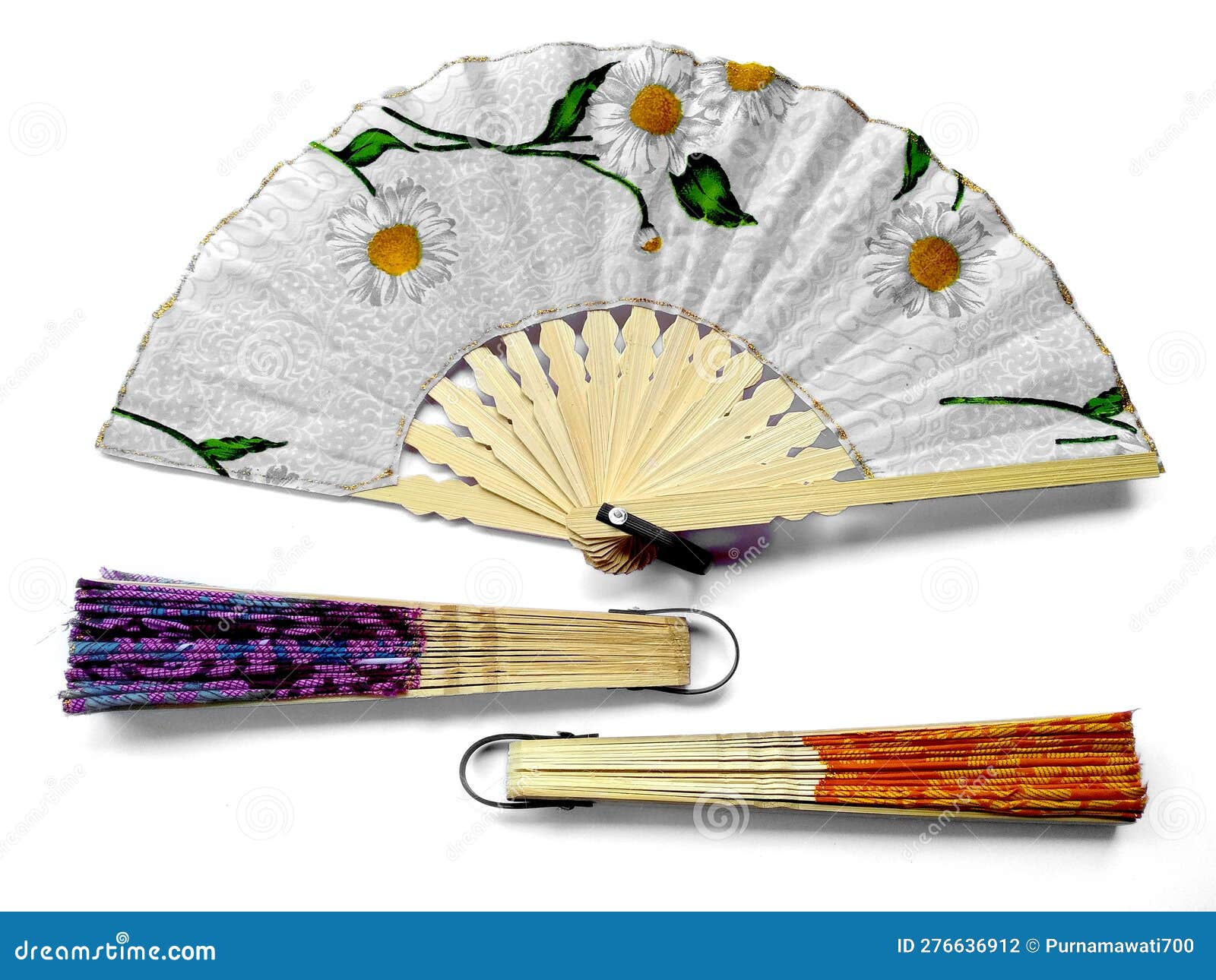 Hand Fan Patterned Batik Isolated on White Background Stock Photo ...