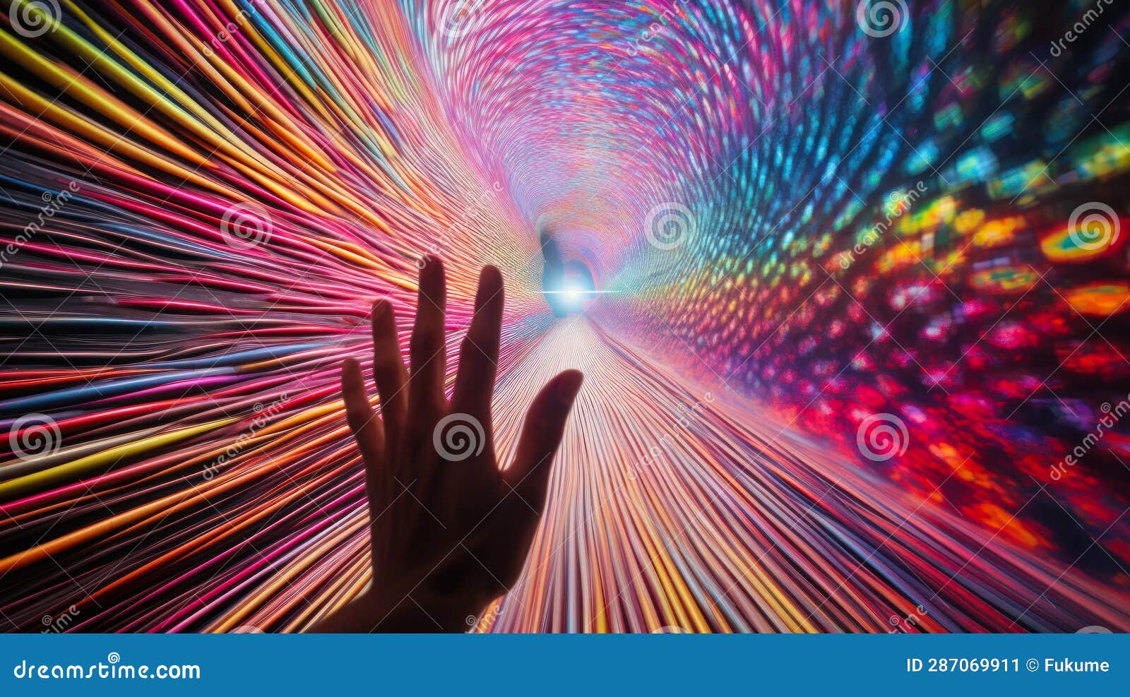 Hand Feel the Music, Stream of Colorful Musical Particles Generative Ai ...