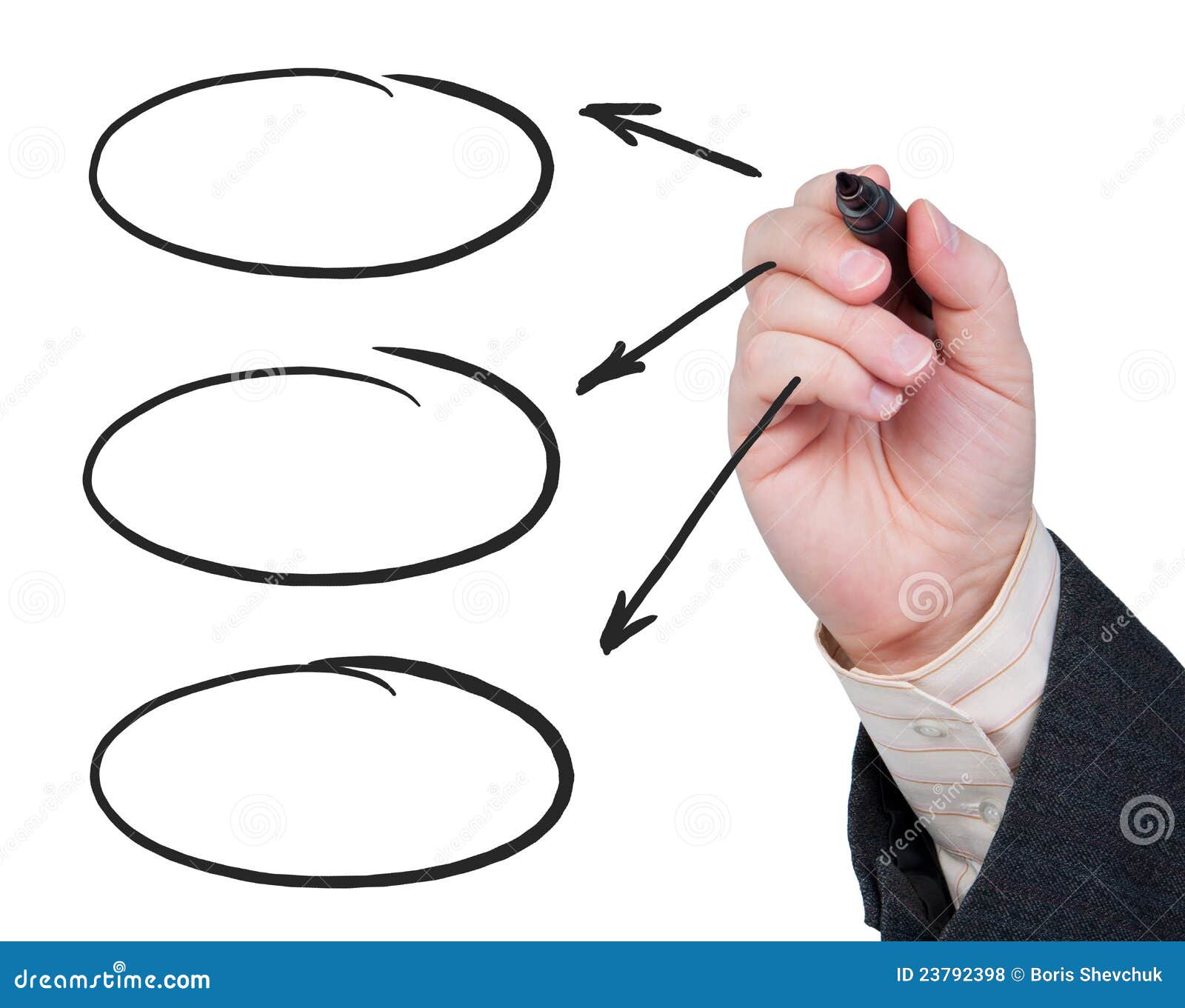 Hand with Felt-tip Pen Drawing Arrows. Stock Photo - Image of ...