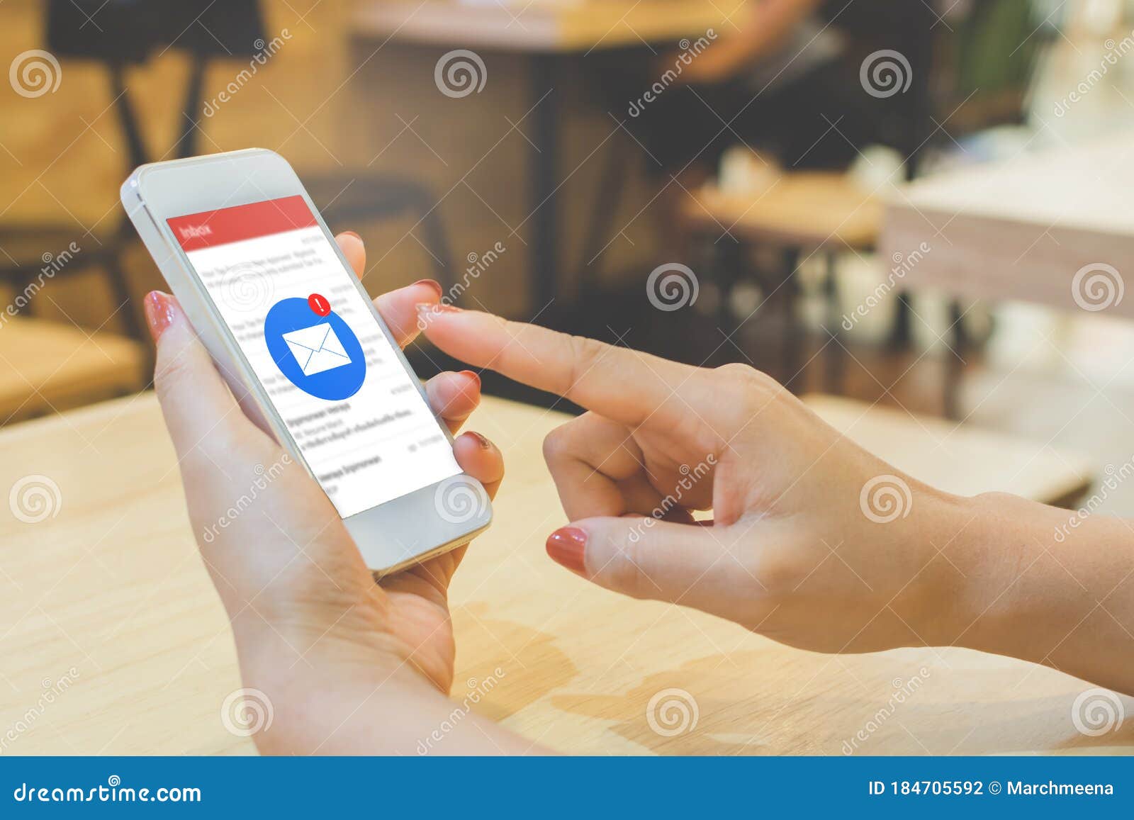 Hand of Female Checking Application Email on Smart Phone Stock Photo ...