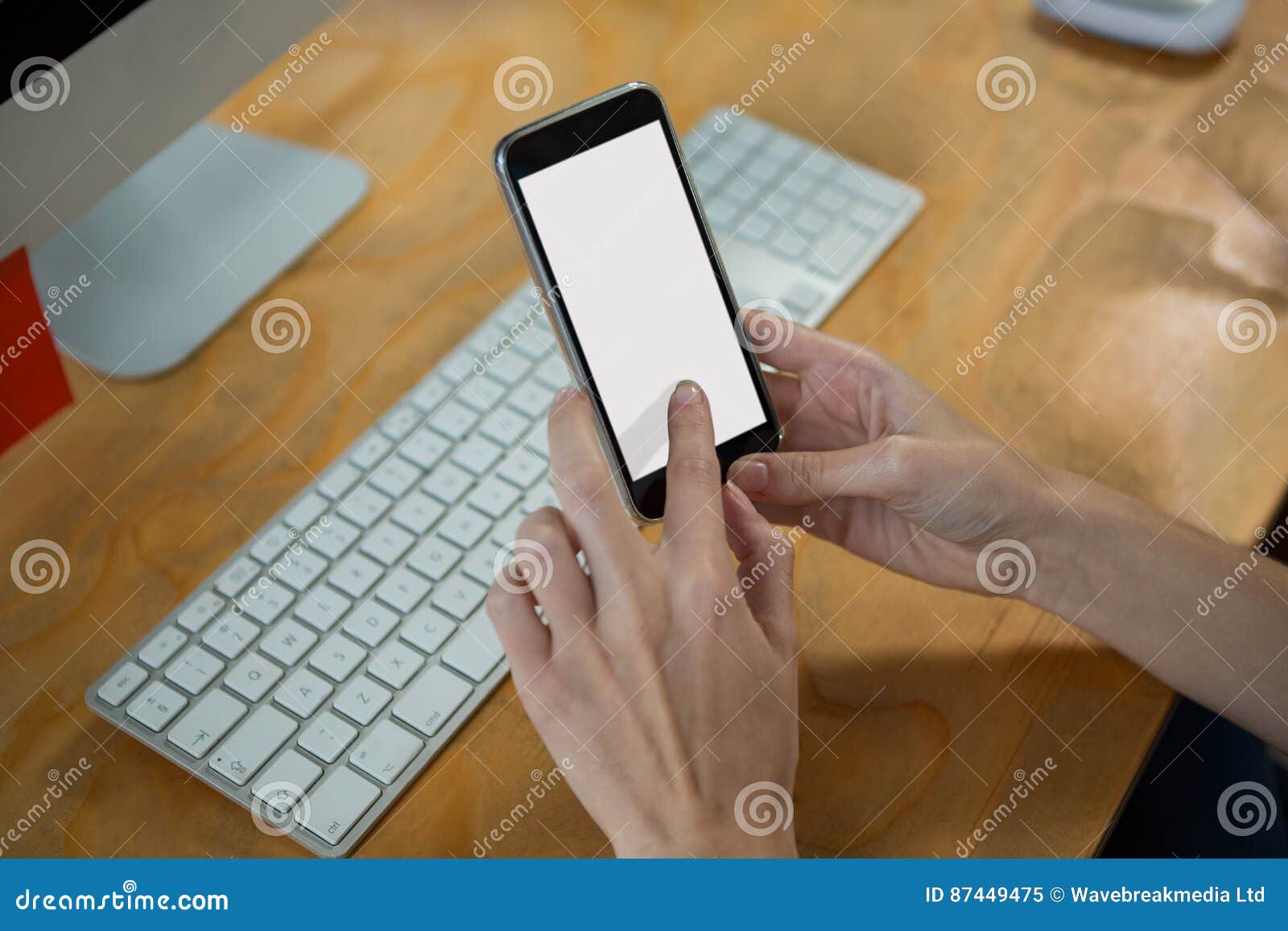 Hand of Female Graphic Designer Using Mobile Phone Stock Image - Image ...