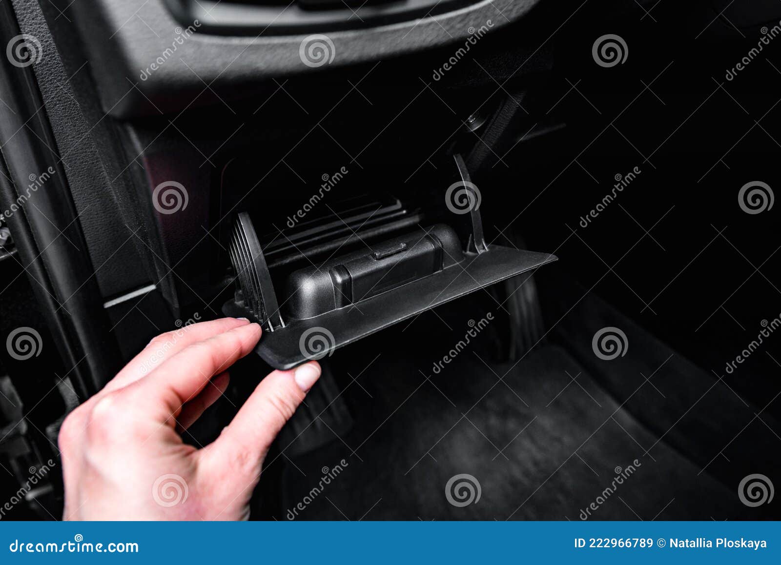 Hand Female Open Glove Compartment Box Inside Car. Stock Image - Image ...