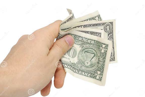 Hand with Few Bucks Isolated on White Stock Photo - Image of objects ...