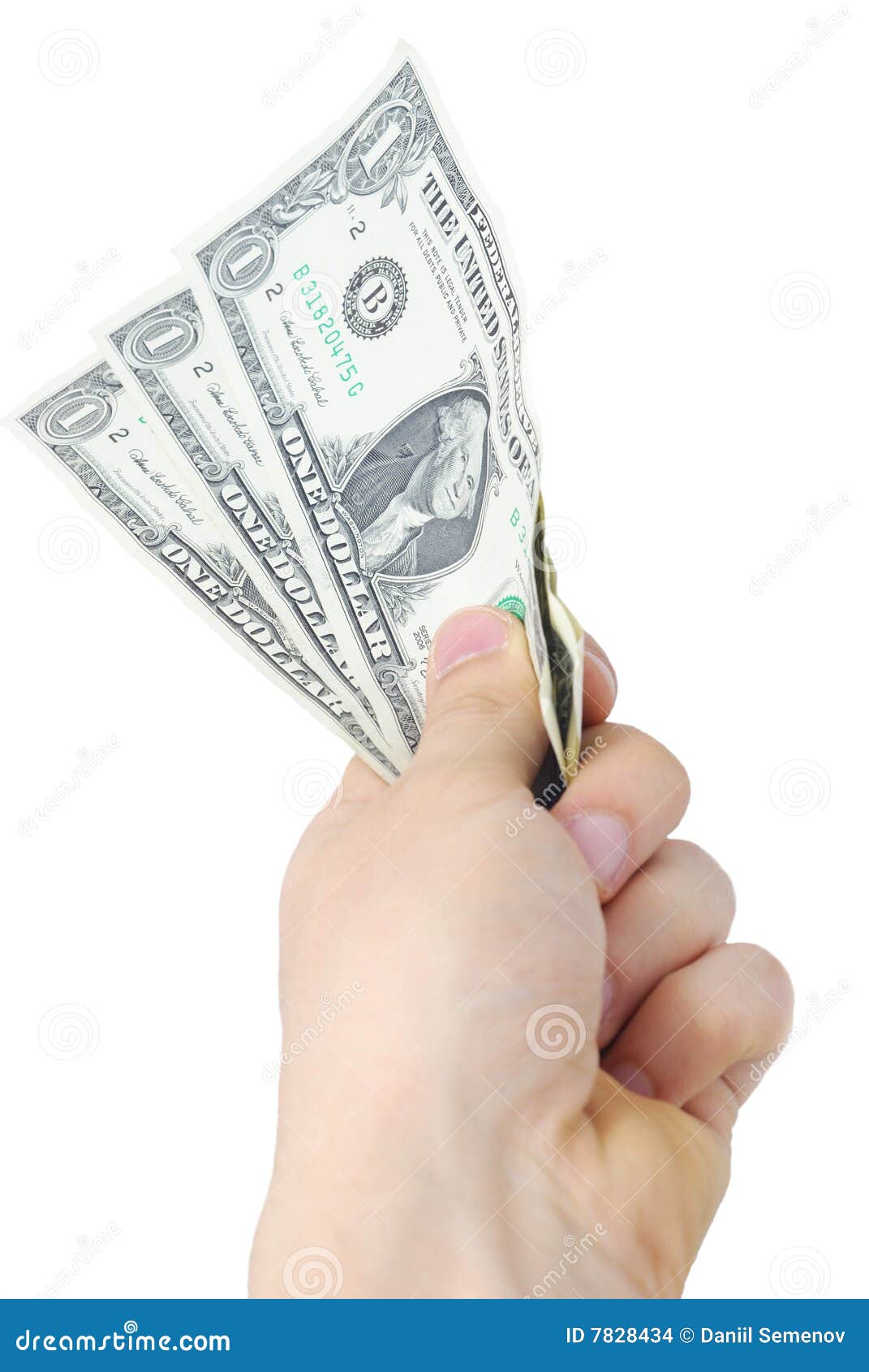 Hand with Few Bucks Isolated on White Stock Photo - Image of buying ...
