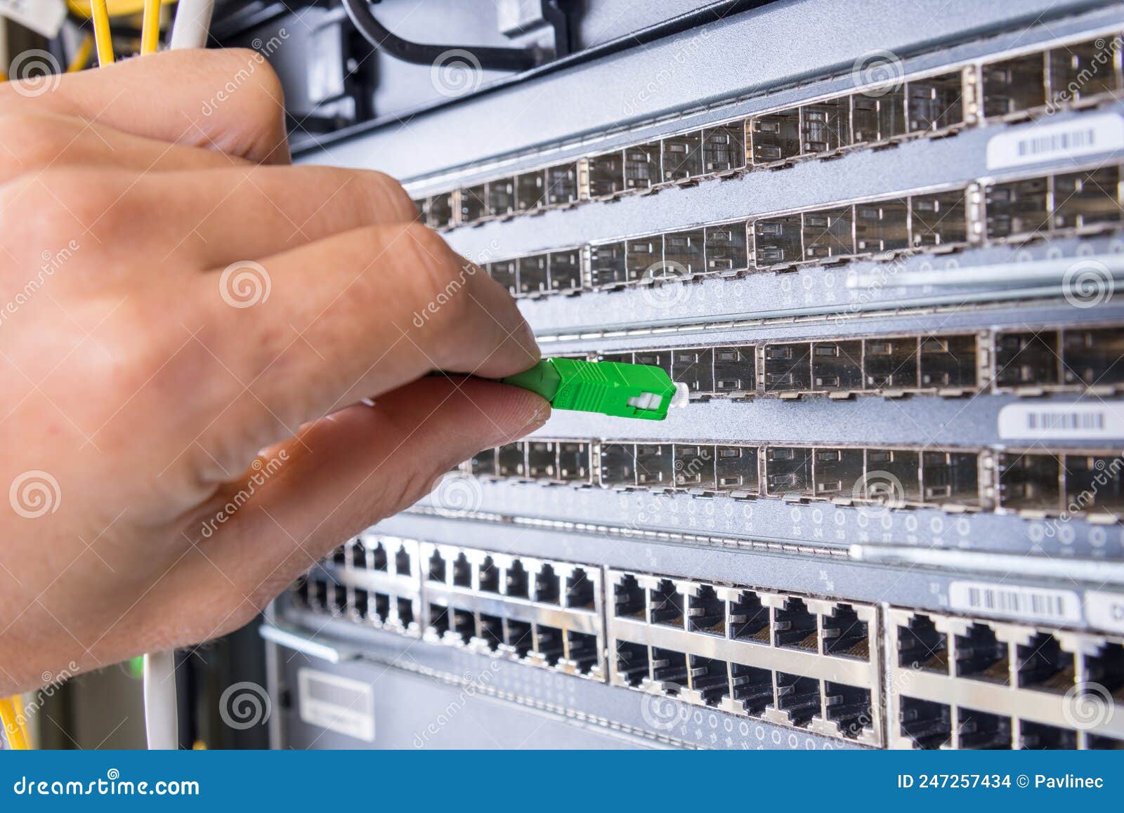 Hand with Fiber Optic Cable Stock Photo - Image of administrator ...
