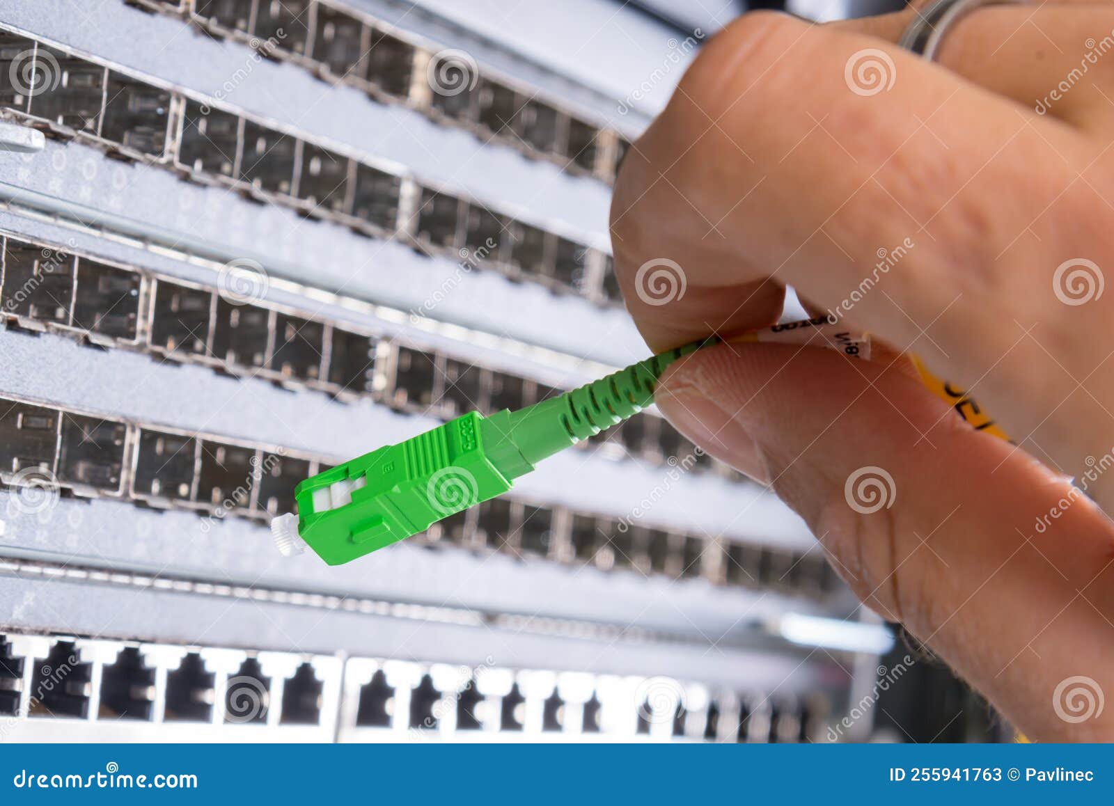 Hand with Fiber Optic Cable Stock Image - Image of links, networking ...