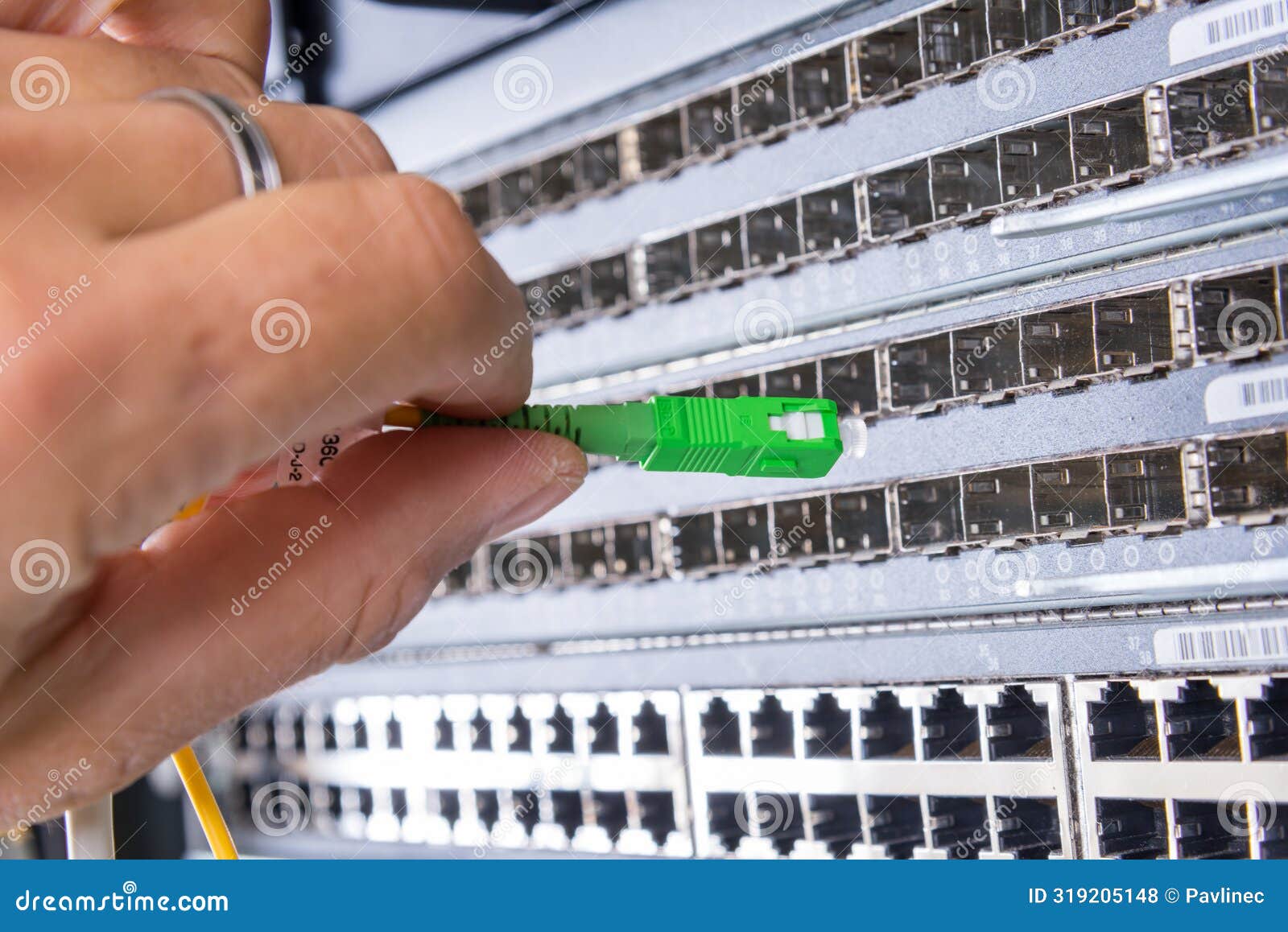 Hand with Fiber Optic Cable Stock Photo - Image of speed, connection ...