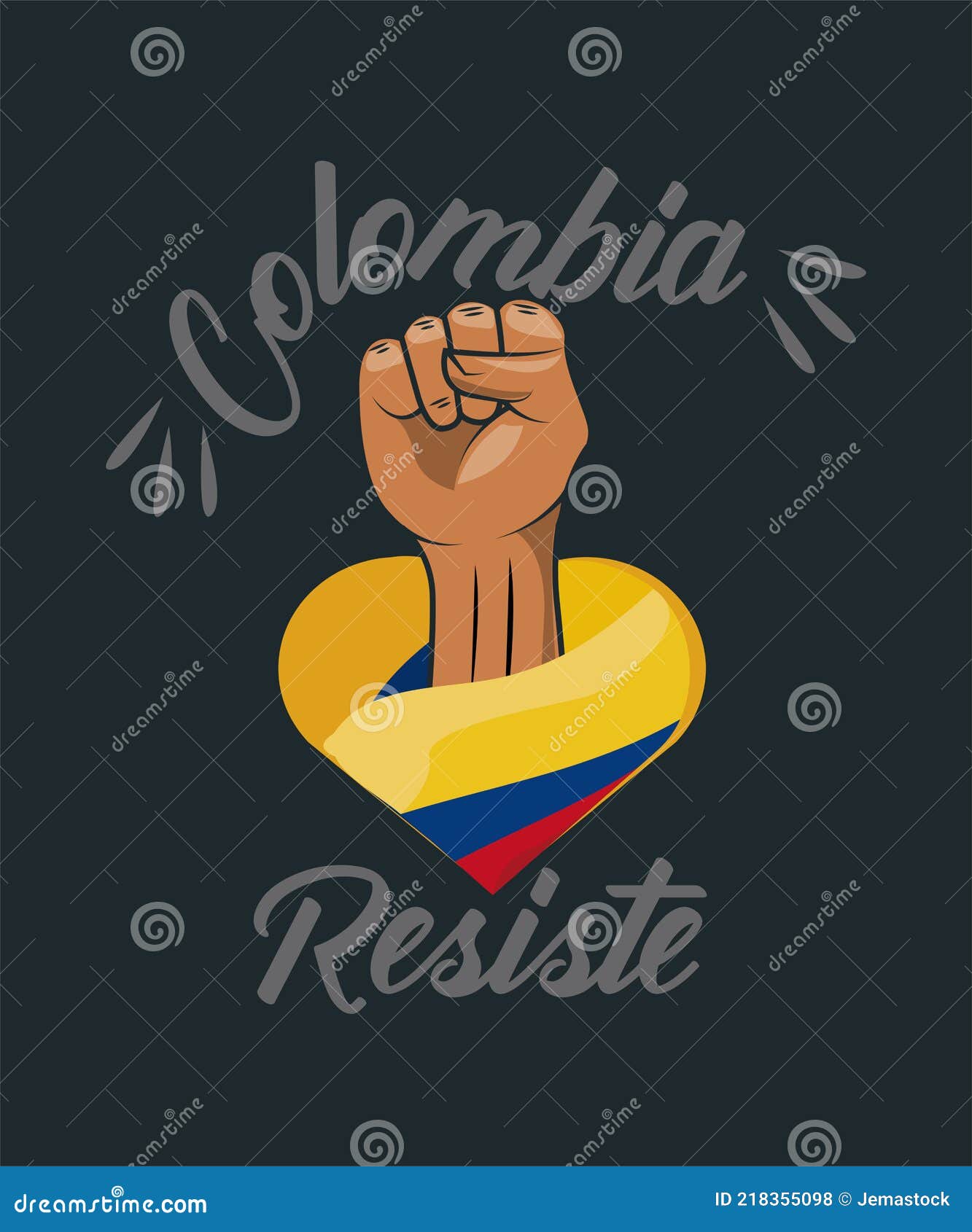 Hand Fighter In Heart Vector Illustration | CartoonDealer.com #218355098