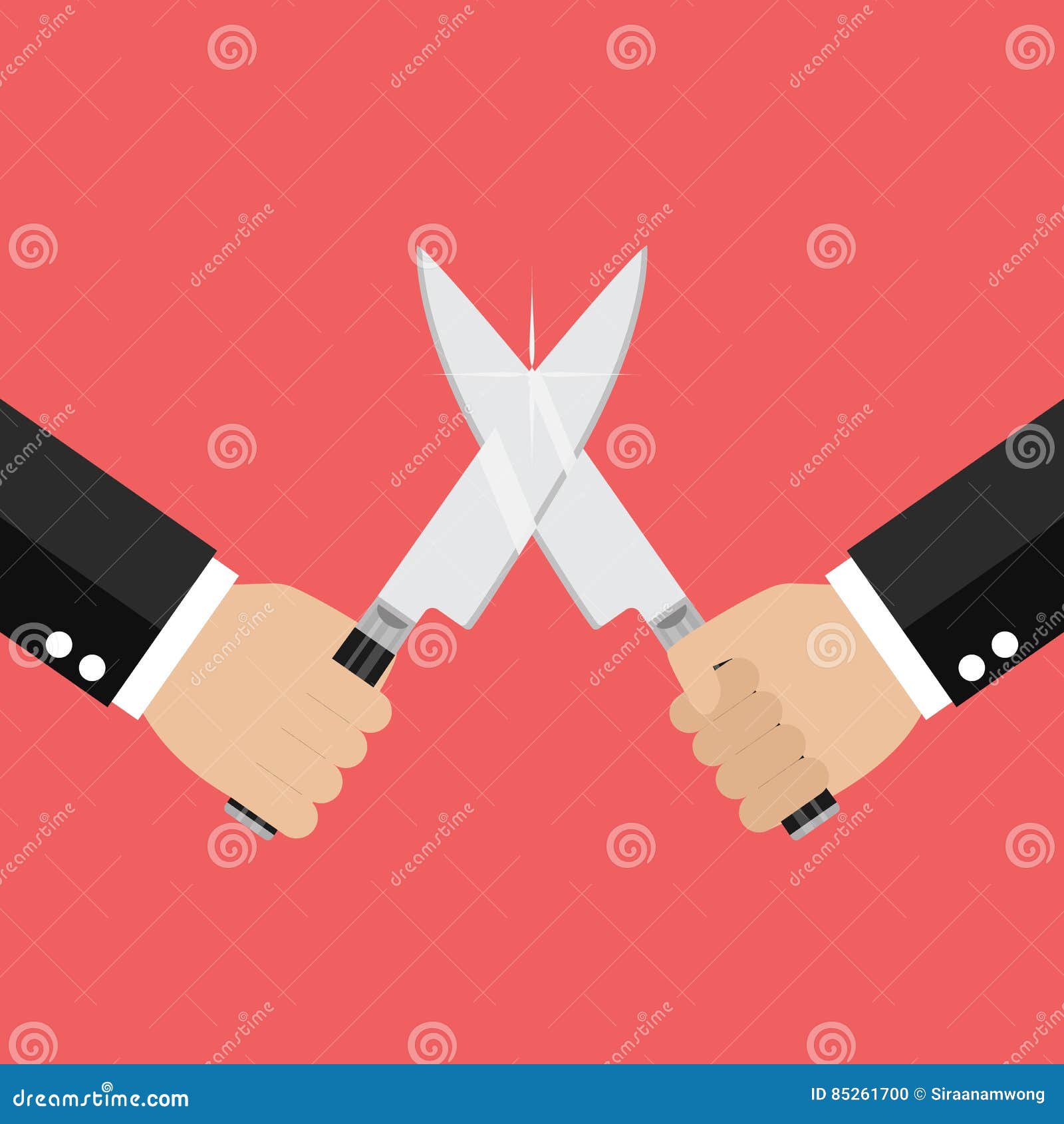 Hand fighting with knives stock vector. Illustration of people - 85261700