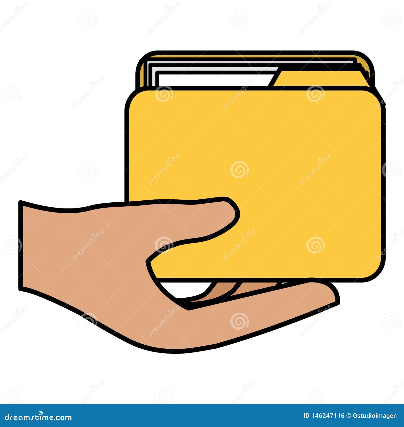 Hand with file folder stock illustration. Illustration of portfolio ...