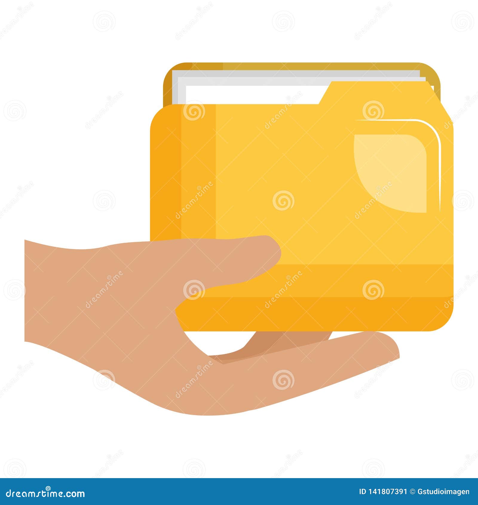 Hand with file folder stock vector. Illustration of hand - 141807391