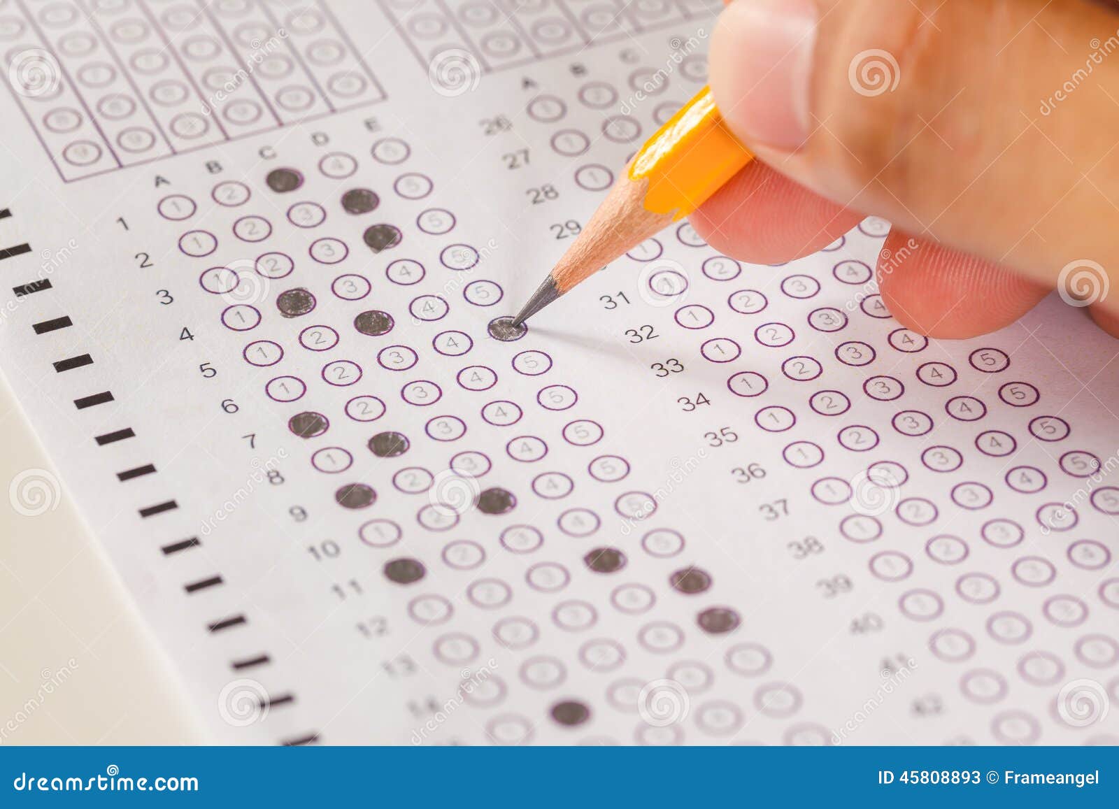 Hand Fill in Exam Carbon Paper Computer Sheet and Pencil Stock Image ...