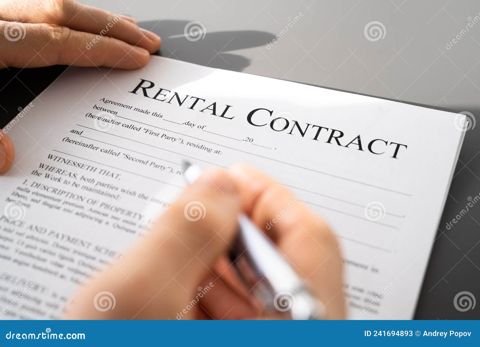 Filling Rental Agreement Form Royalty-Free Stock Photography ...