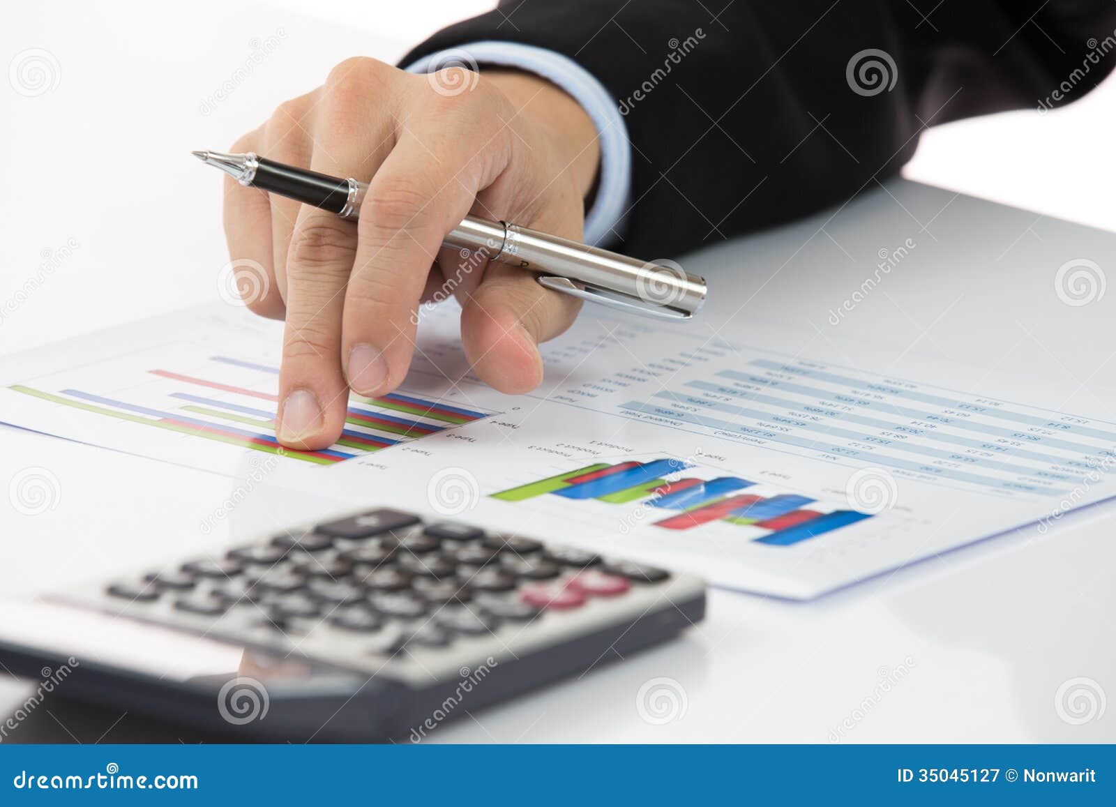 Hand with finance report stock image. Image of document - 35045127